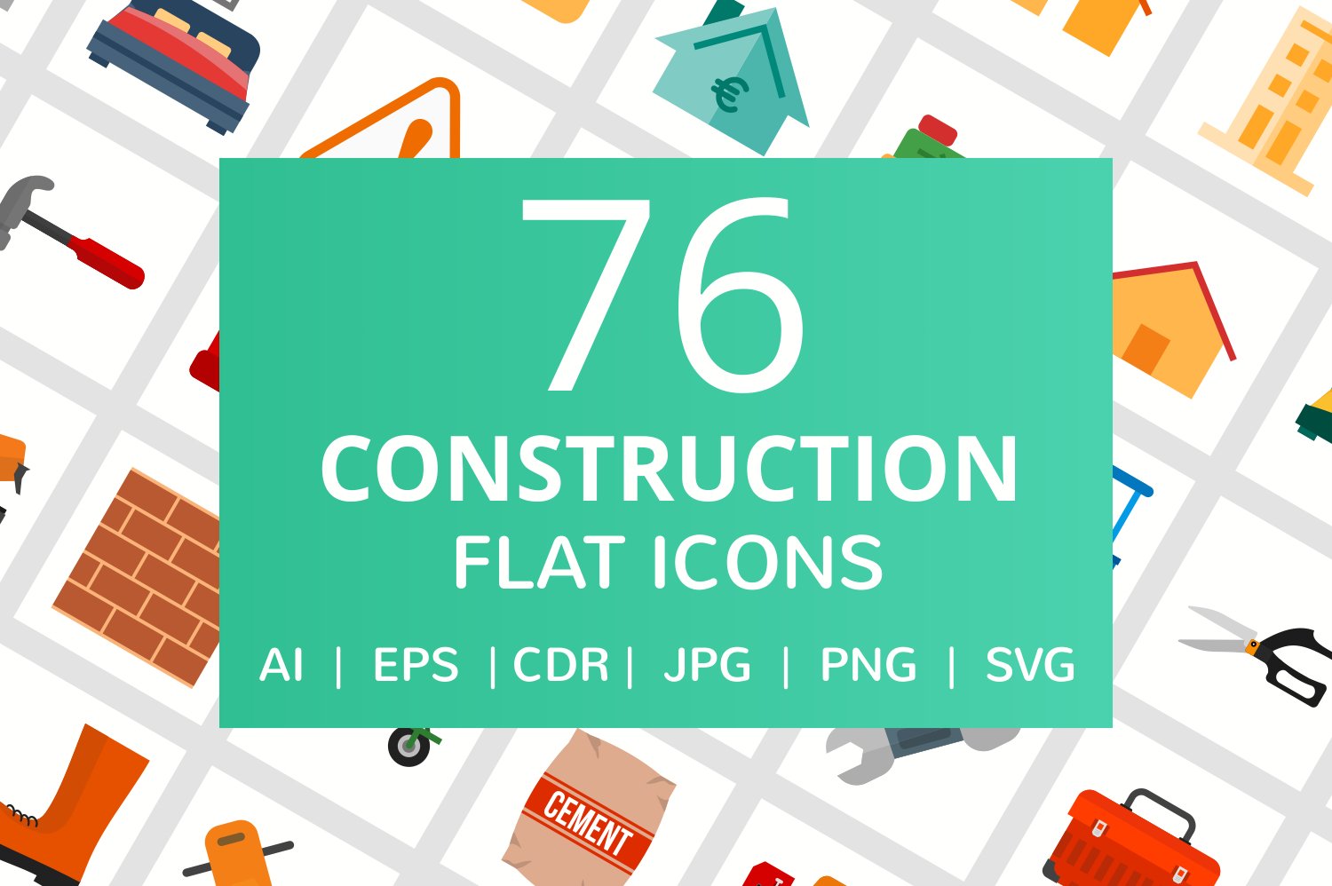 76 Construction Flat Icons (61417) | Icons | Design Bundles