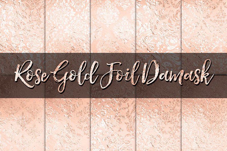 Rose Gold Foil Damask Digital Paper (1149358) | Patterns | Design Bundles