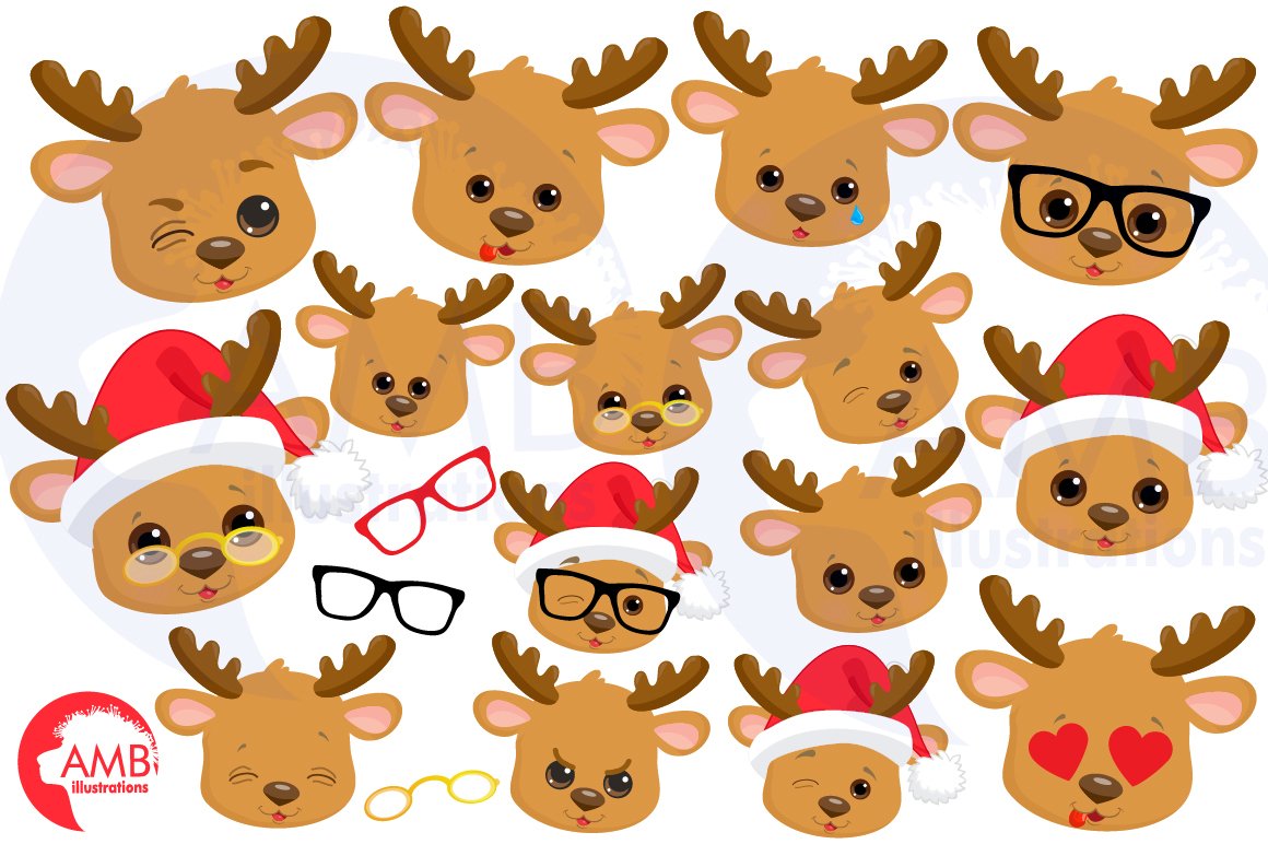 Reindeer clipart, reindeer emojis, emoticons,AMB-2696 (407071 ...