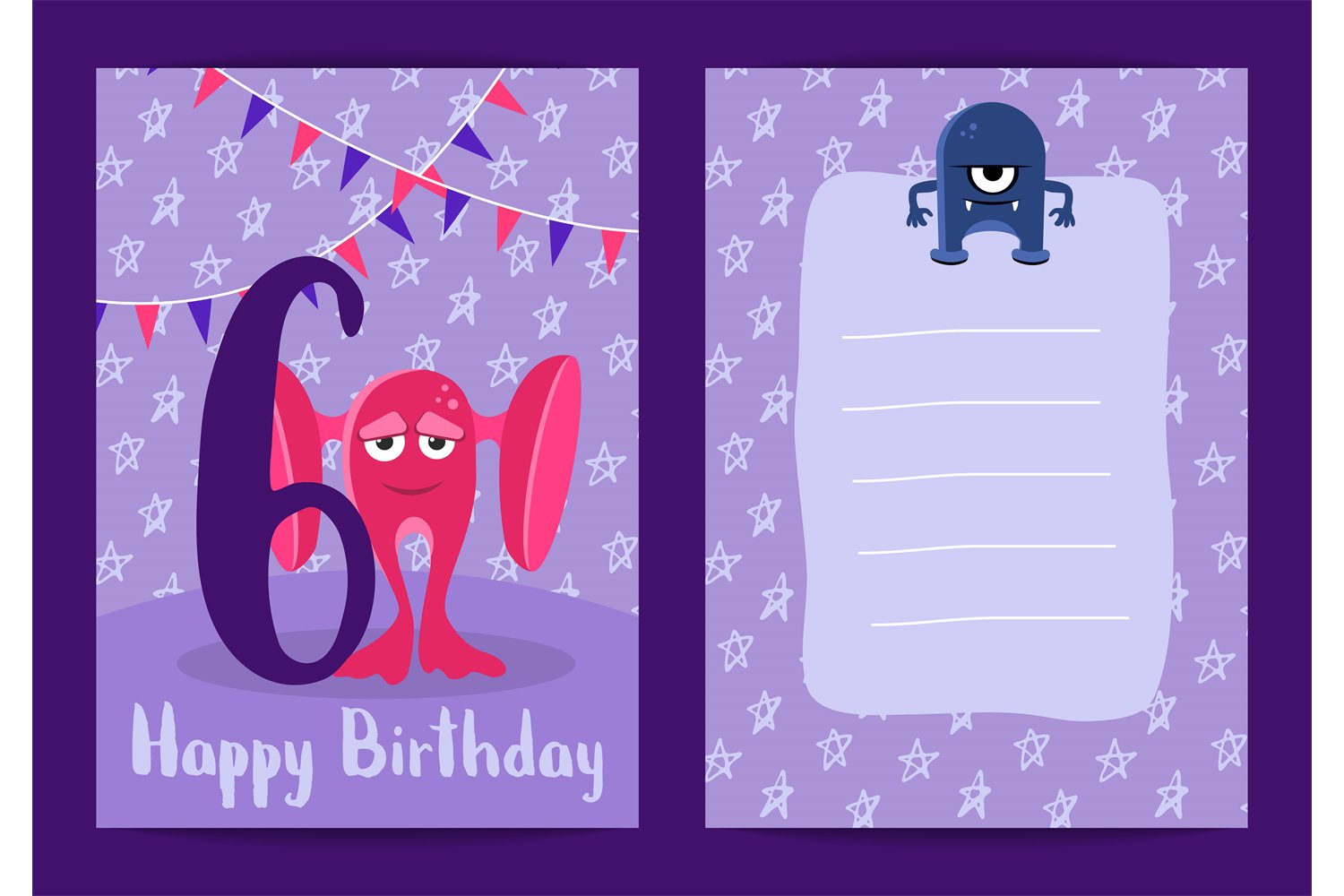 Vector happy birthday card with cute cartoon monsters, garla (779593 ...