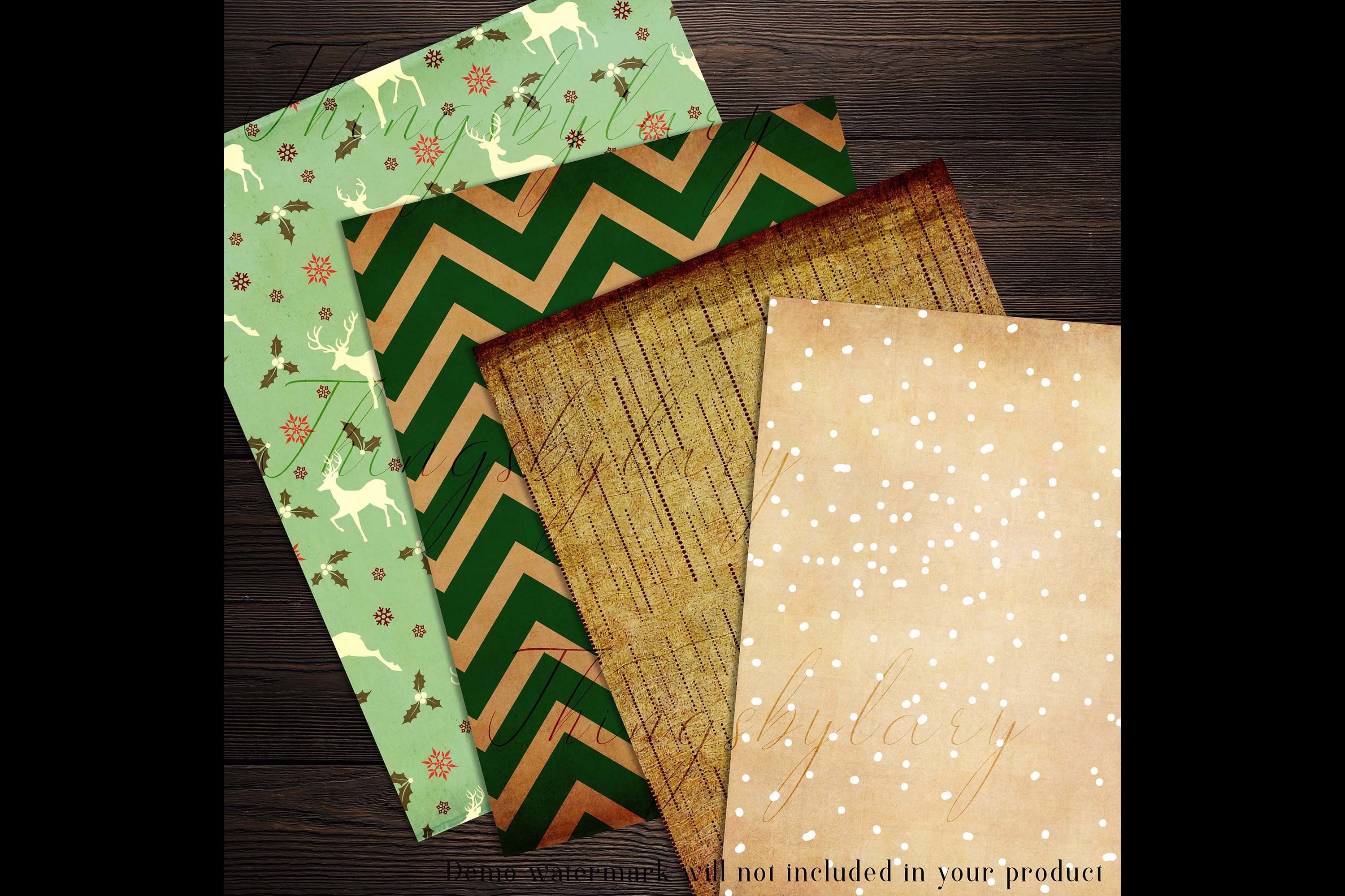 16 Vintage Winter Holiday Christmas Digital Papers 8.5x11 (361926 ...