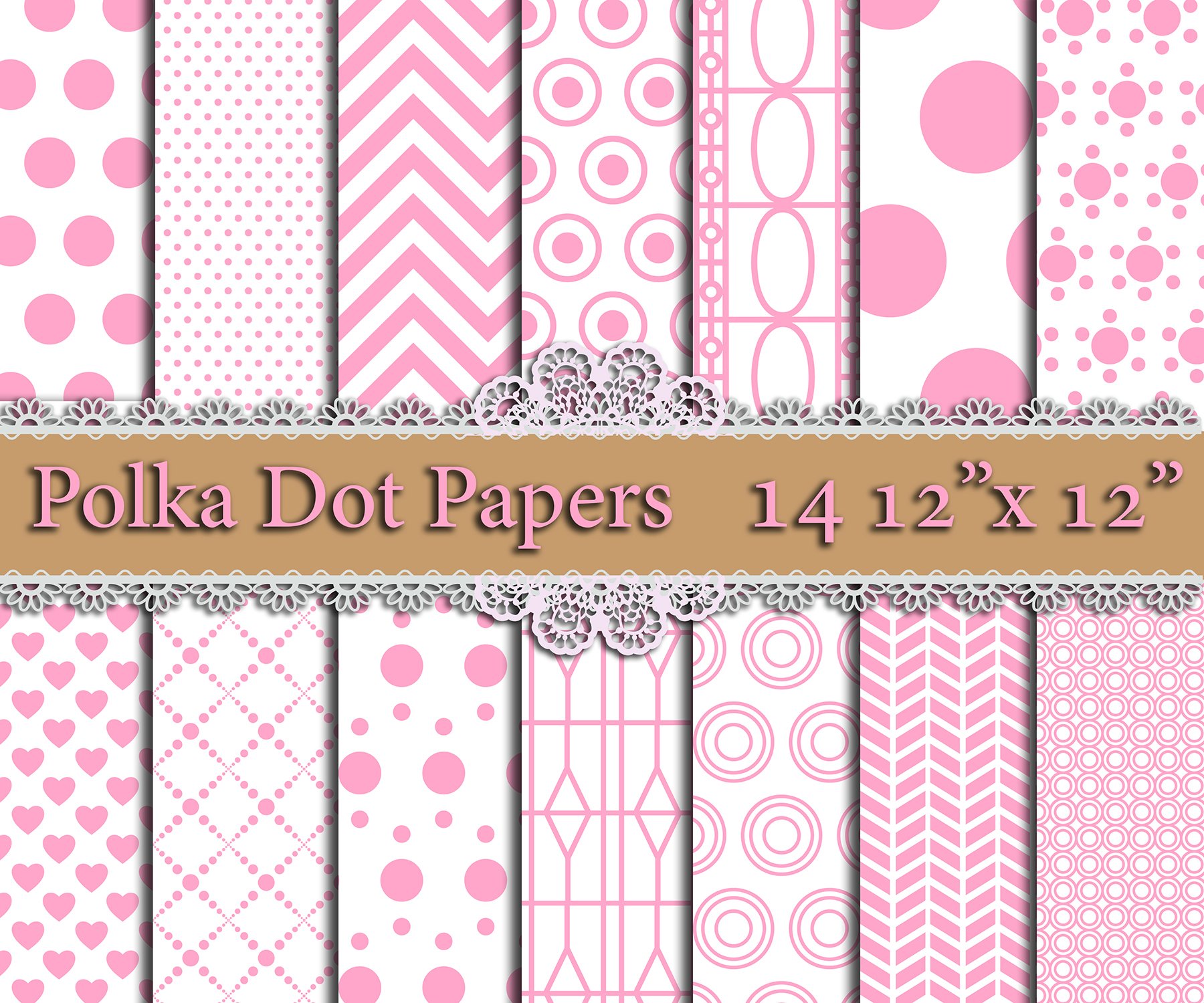Pink Polka Dot digital paper (30826) | Backgrounds | Design Bundles