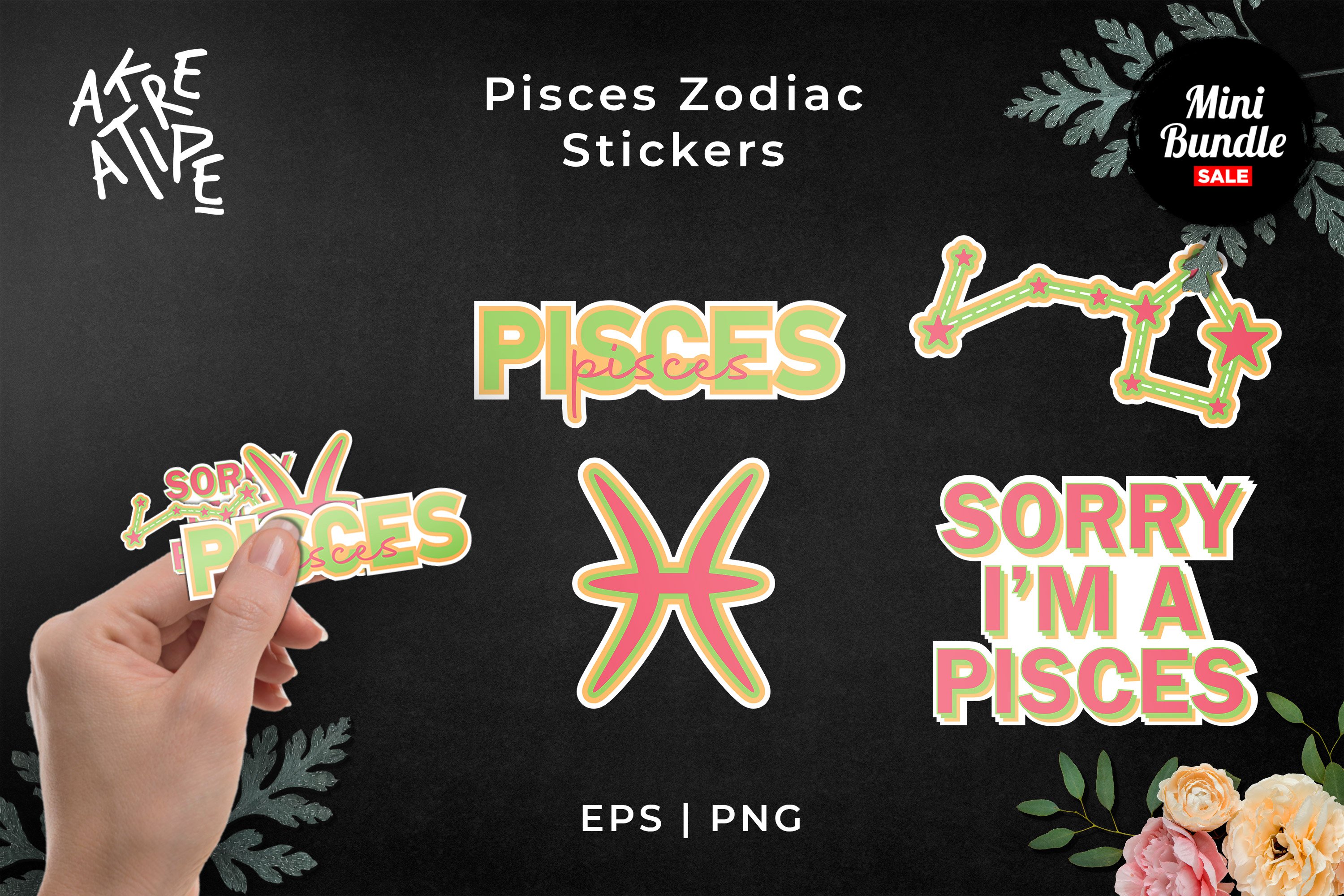 Pisces Zodiac Stickers PNGs | Printable Stickers Bundle PNGs (1180610 ...