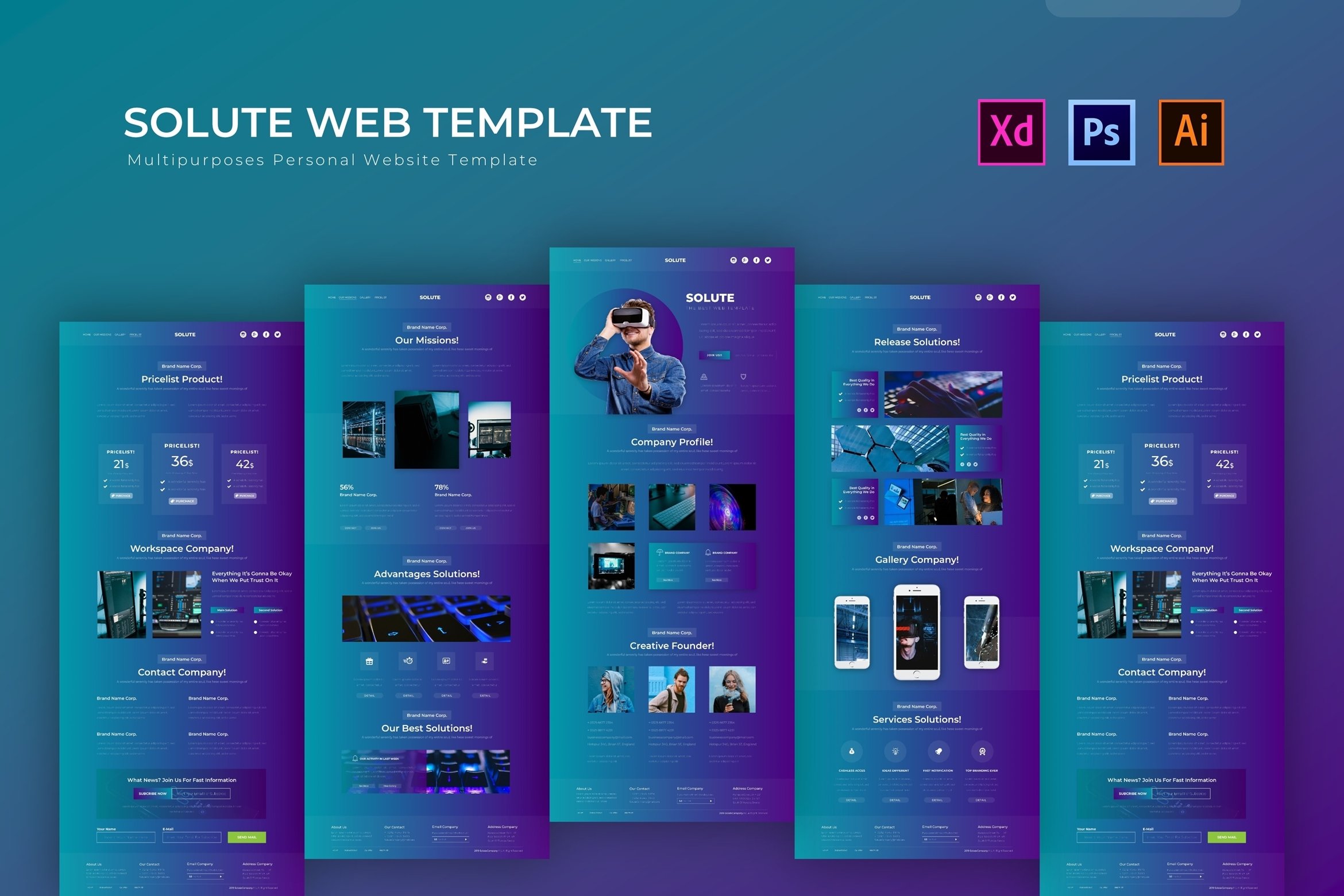 Solute | Web Template (801080) | Signage | Design Bundles