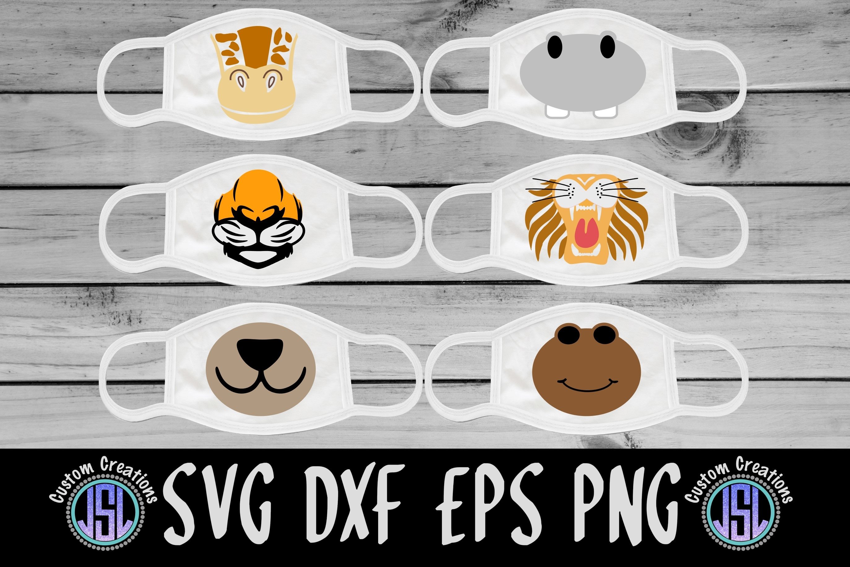Zoo Faces for Masks Bundle | Set of 6 | SVG DXF EPS PNG (855045) | Cut ...