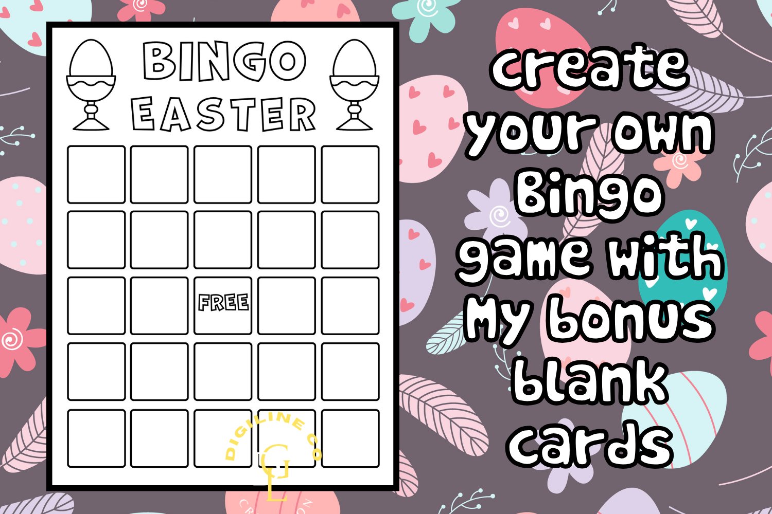 Easter day party Bingo game template Printable coloring page ...