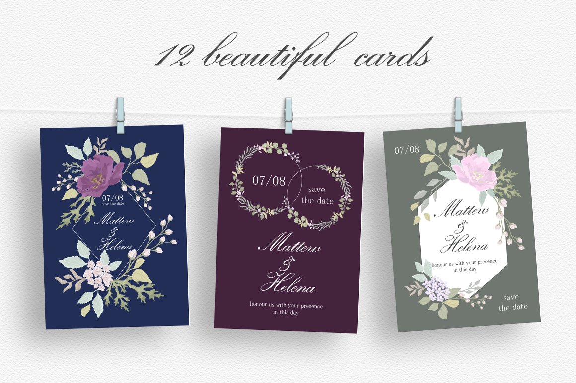 Wedding Invitations and Clipart Set