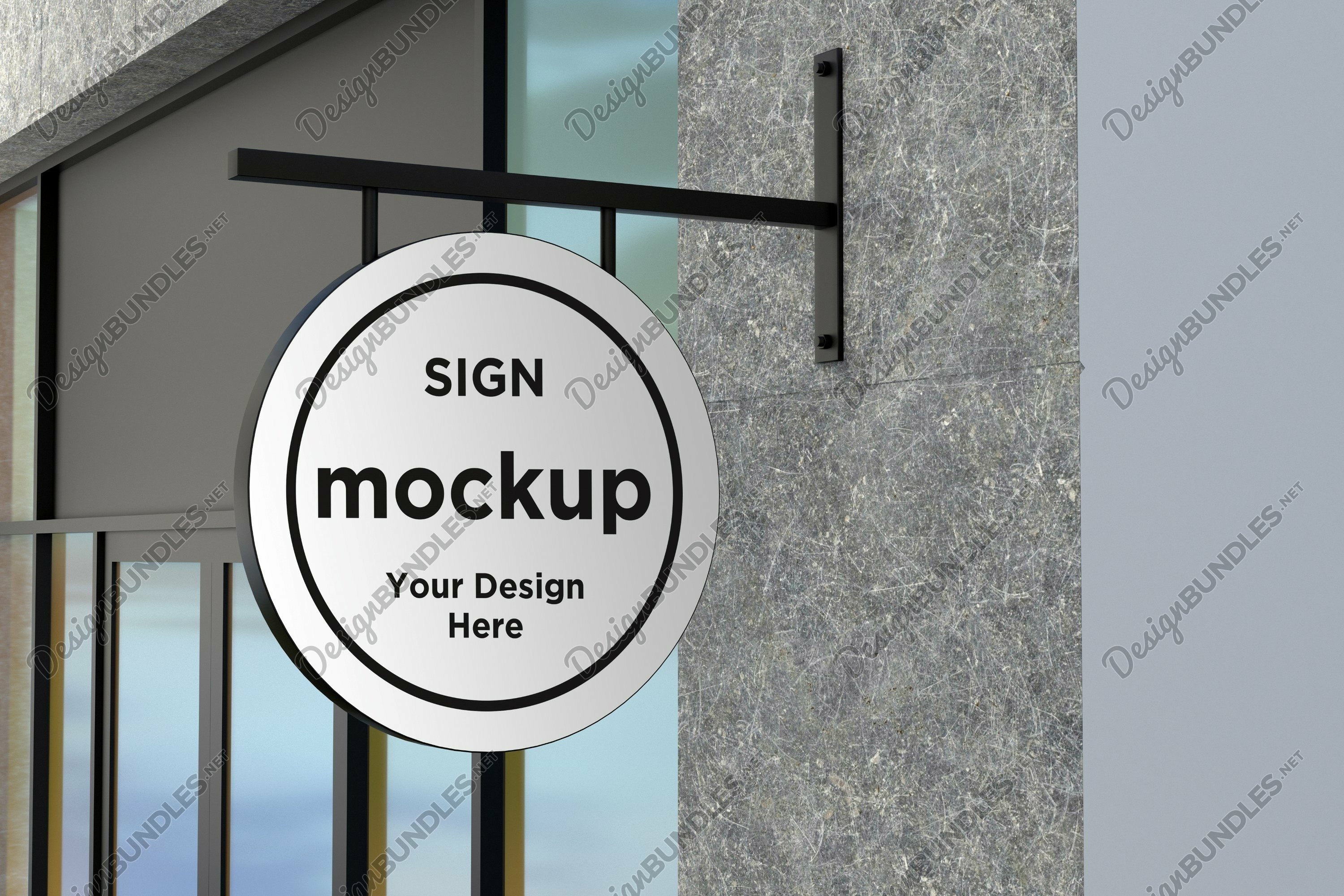Rounded Wall Mount Façade Sign Mockup (1454375) | Signage | Design Bundles