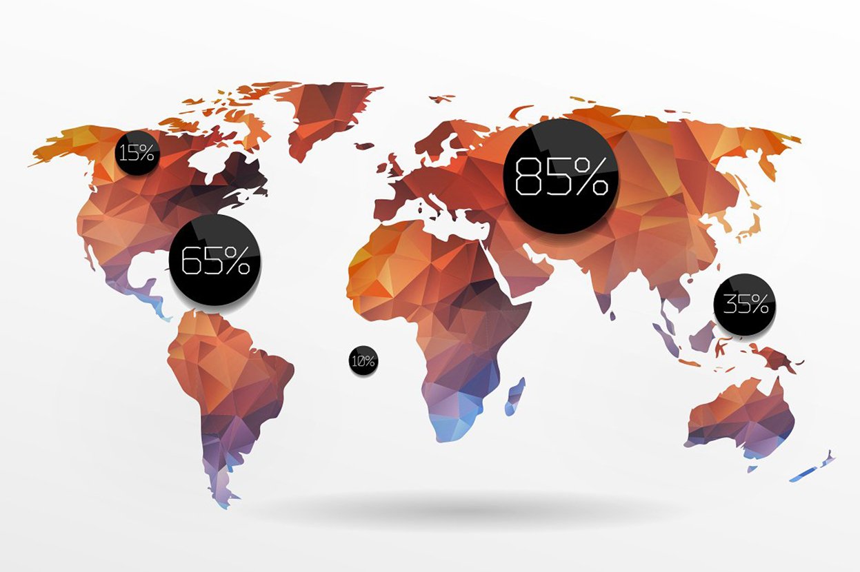 mosaic World Map set (735753) | Illustrations | Design Bundles