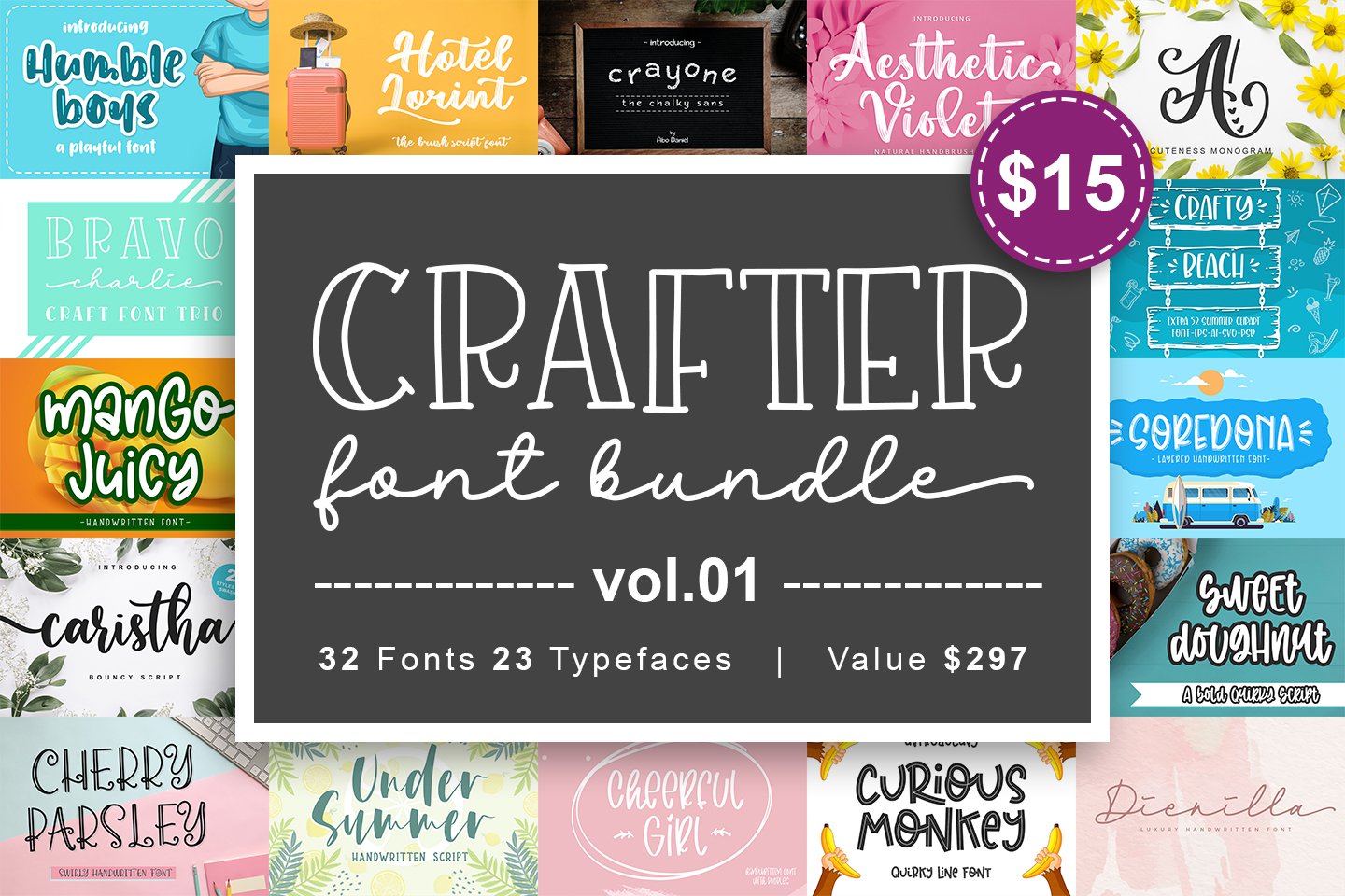 Crafter Font Bundle Vol. 1 (1048246) | Handwritten | Font Bundles