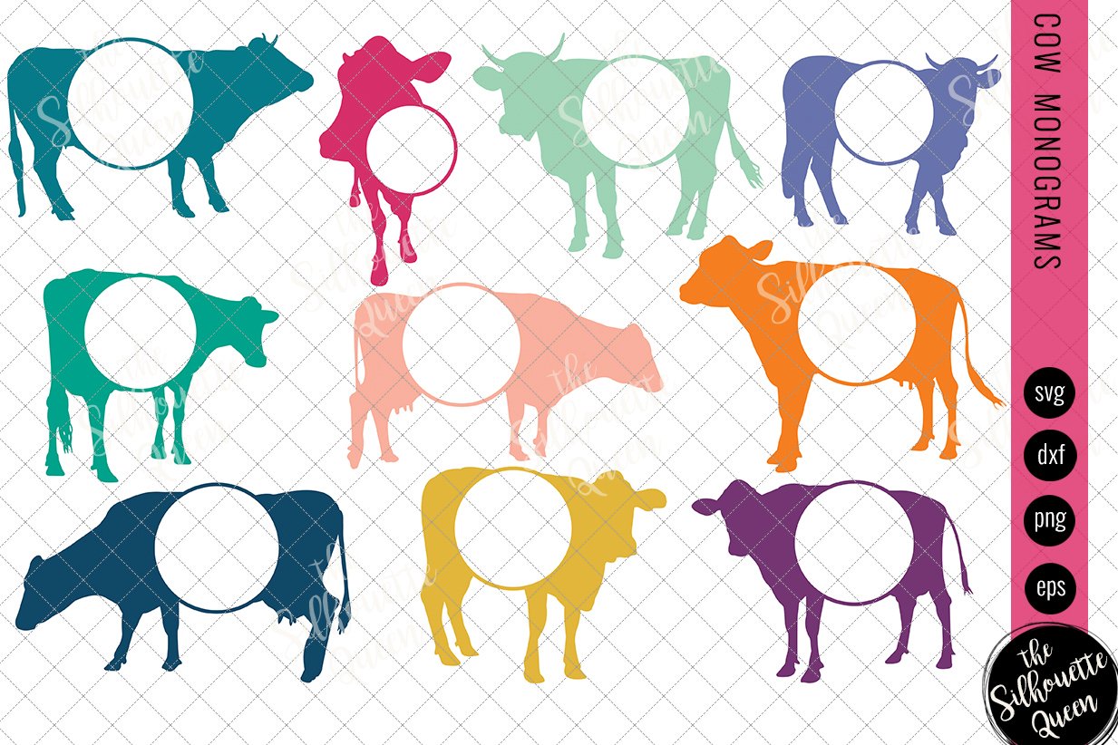 Cow Svg, Monogram Svg, Circle Frames, Cuttable Design (177902 ...