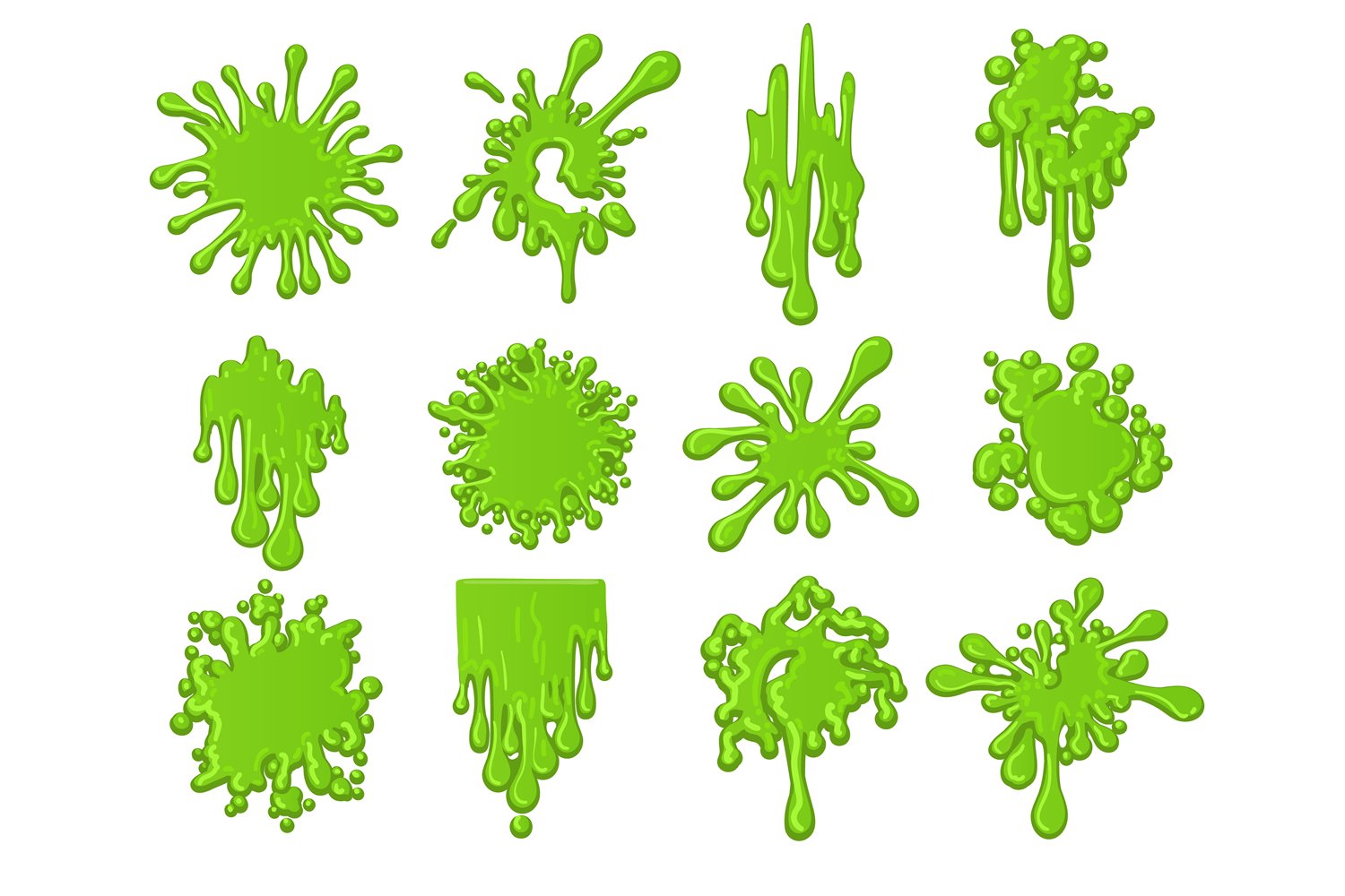 Green slime splats set (1195469) | Illustrations | Design Bundles