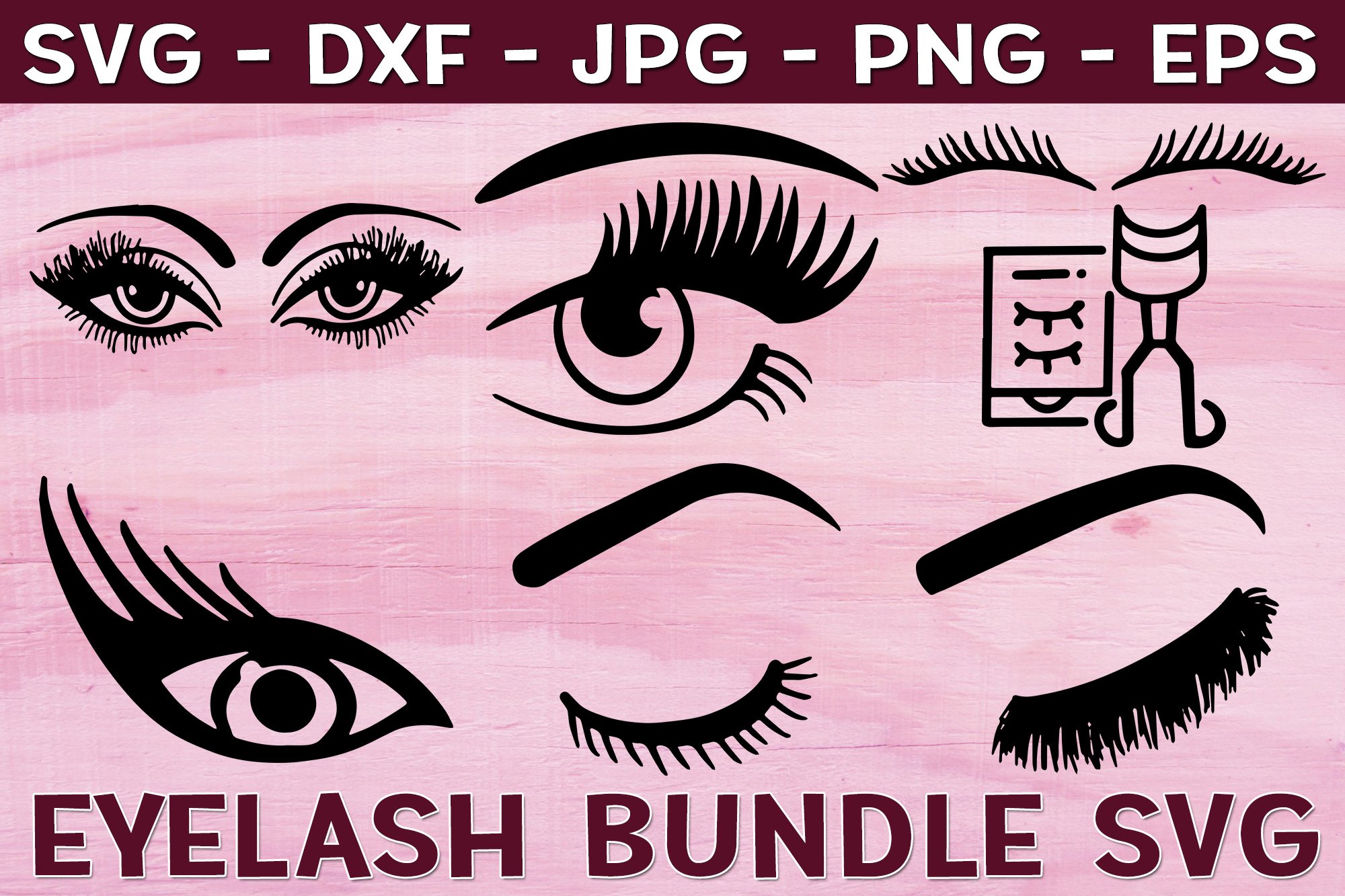 Eyes SVG, Eyelash SVG, Eyebrows, Make Up Bundle (1131992) | Cut Files ...