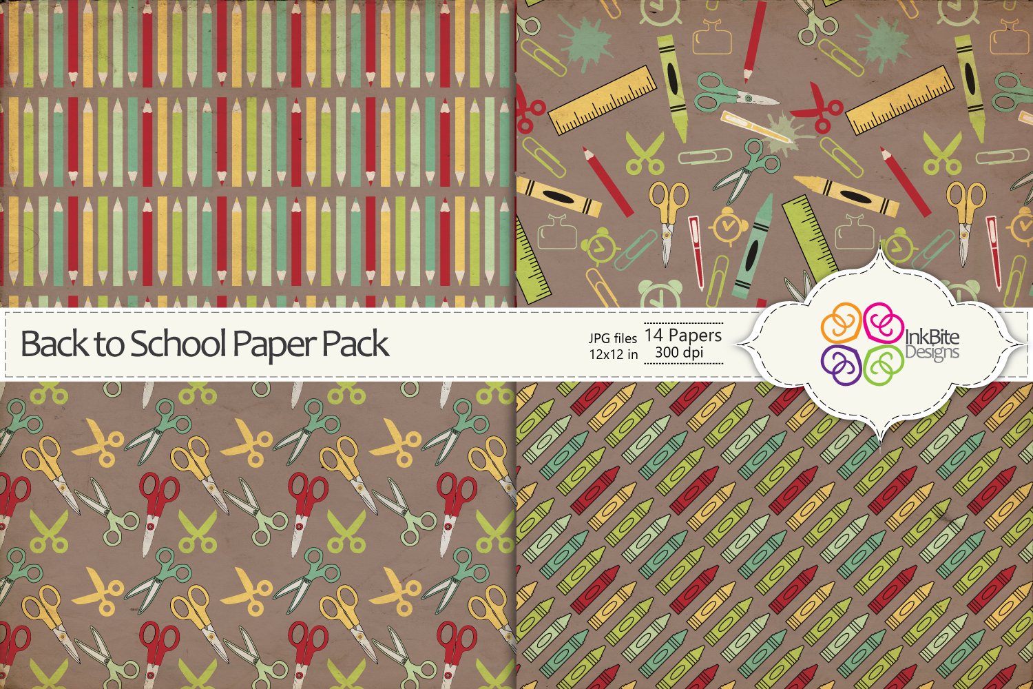 Back to School Paper Pack (101624) | Backgrounds | Design Bundles