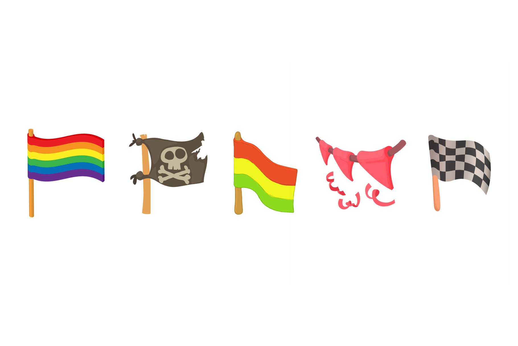 Flag icon set, cartoon style (490568) | Icons | Design Bundles