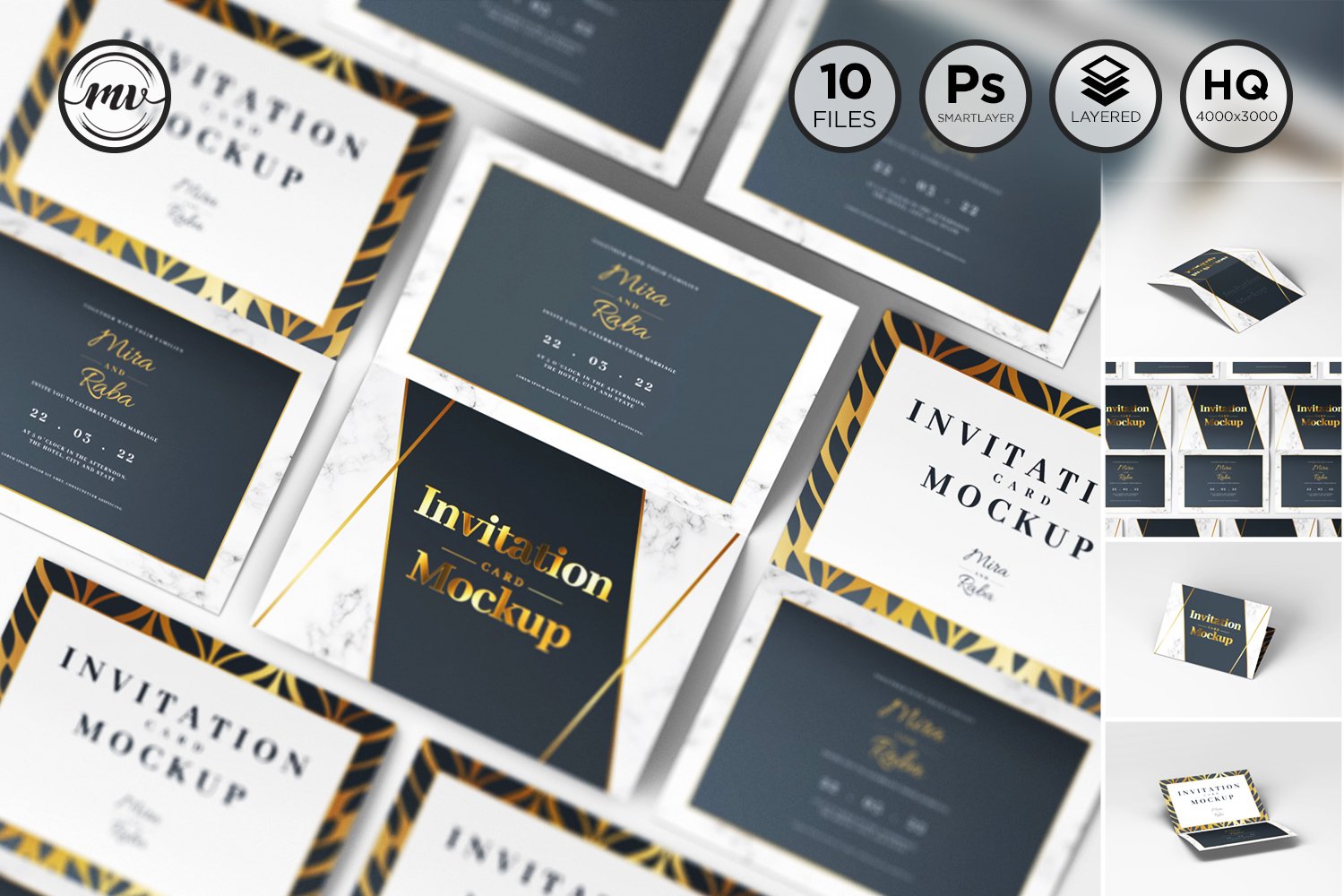 Invitation Card Mockups V1 (278320) | Mockups | Design Bundles