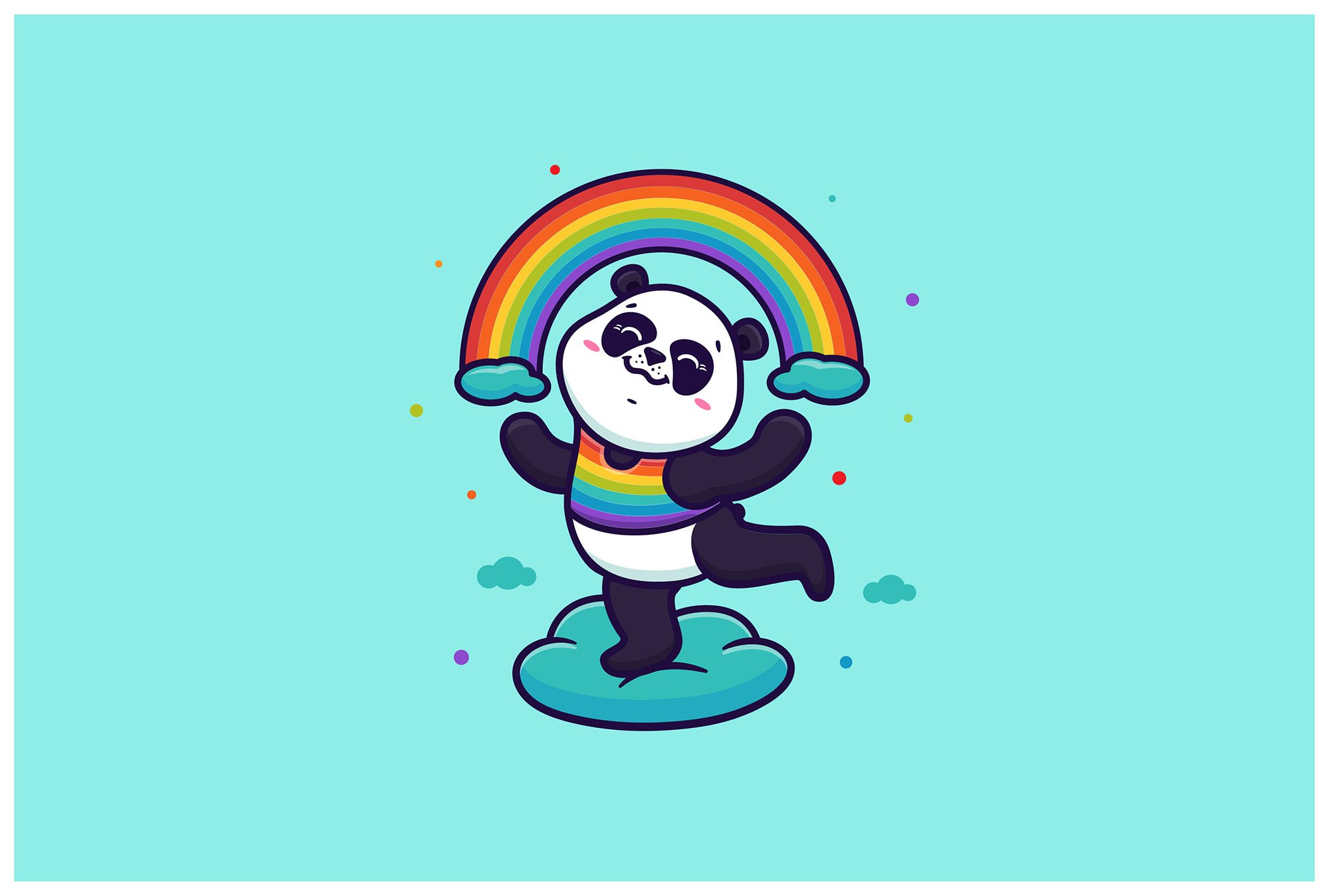 Animals with a rainbow (728931) | Illustrations | Design Bundles