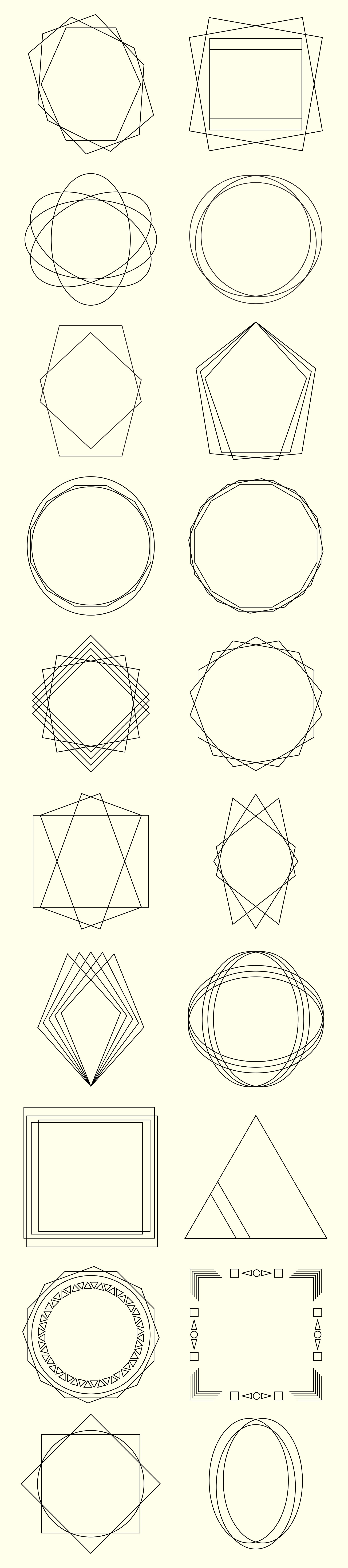 Black Geometric Frames Set PNG (294037) | Decorations | Design Bundles