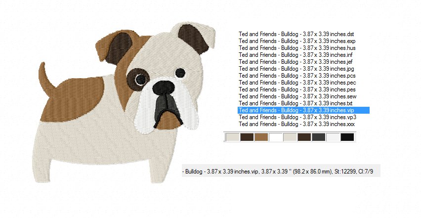 BULLDOG Embroidery Design in 2 sizes (57239) | Designs | Design Bundles