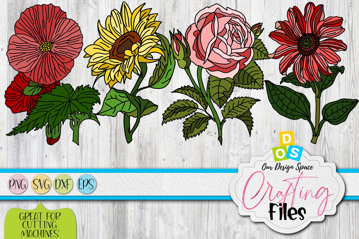 Flowers 2 SVG, DXF, EPS and PNG files (513021) | Cut Files | Design Bundles