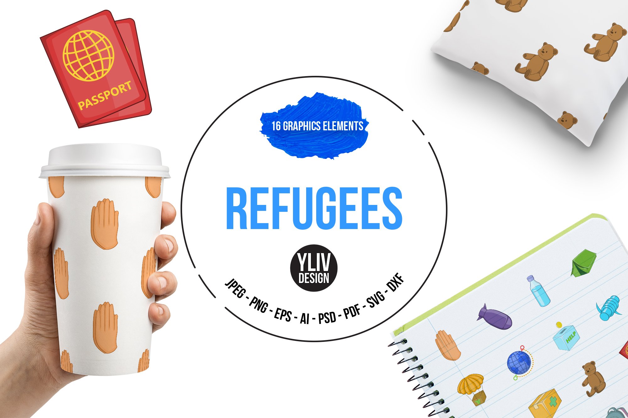 Refugees icons set, cartoon style (97536) | Icons | Design Bundles