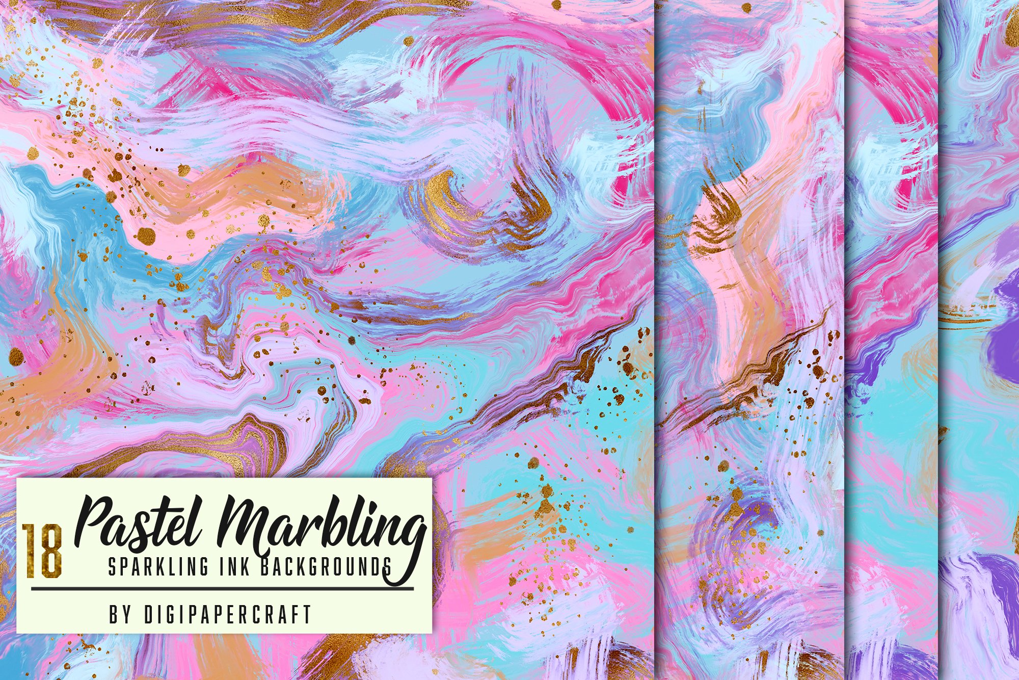 Pastel Marbling Digital Paper, pastel marble, pink textures (900623 ...