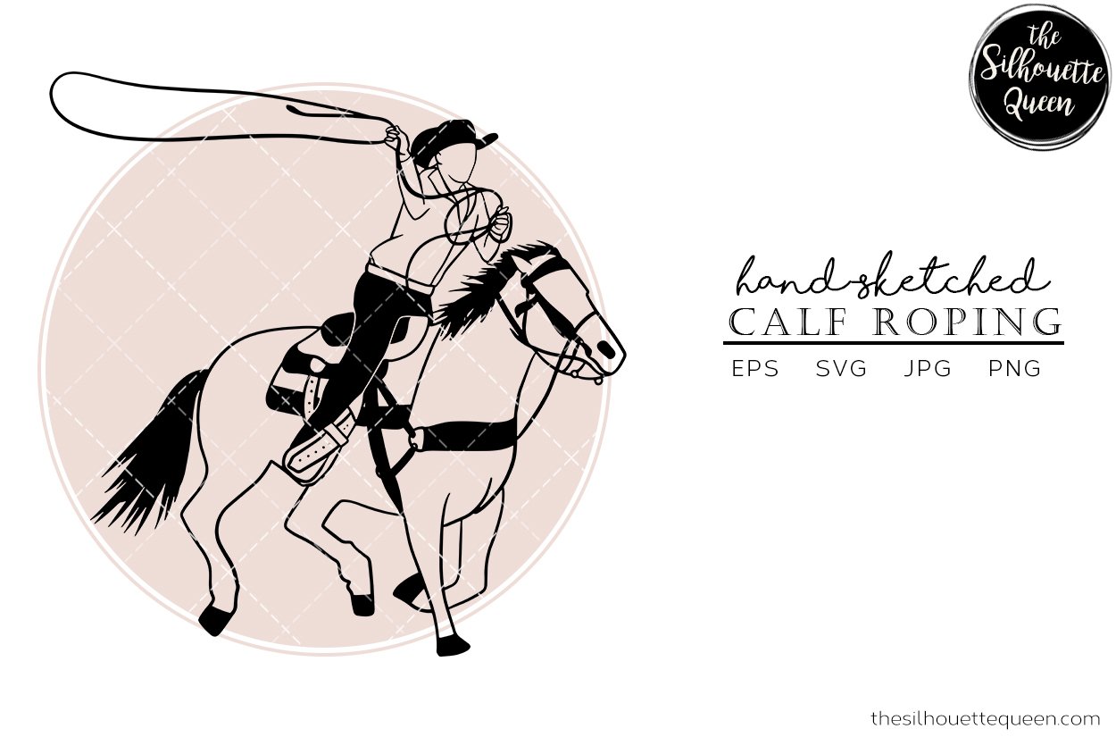 Hand drawn Calf Roping Vector Sketch (519987) | SVGs | Design Bundles