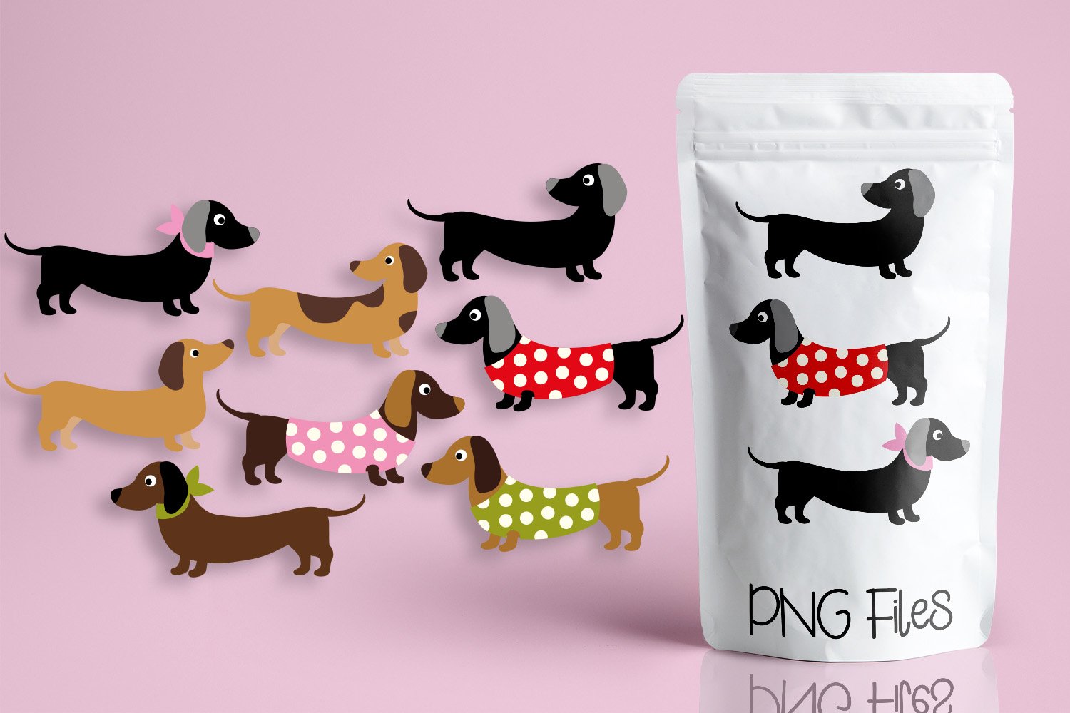 Dachshunds dog clipart illustrations bundle