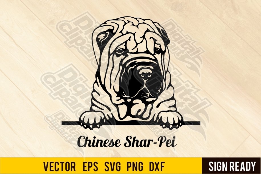Chinese Shar Pei In Sunglasses SVG Dxf Chinese Shar Pei Svg Clipart Dog ...