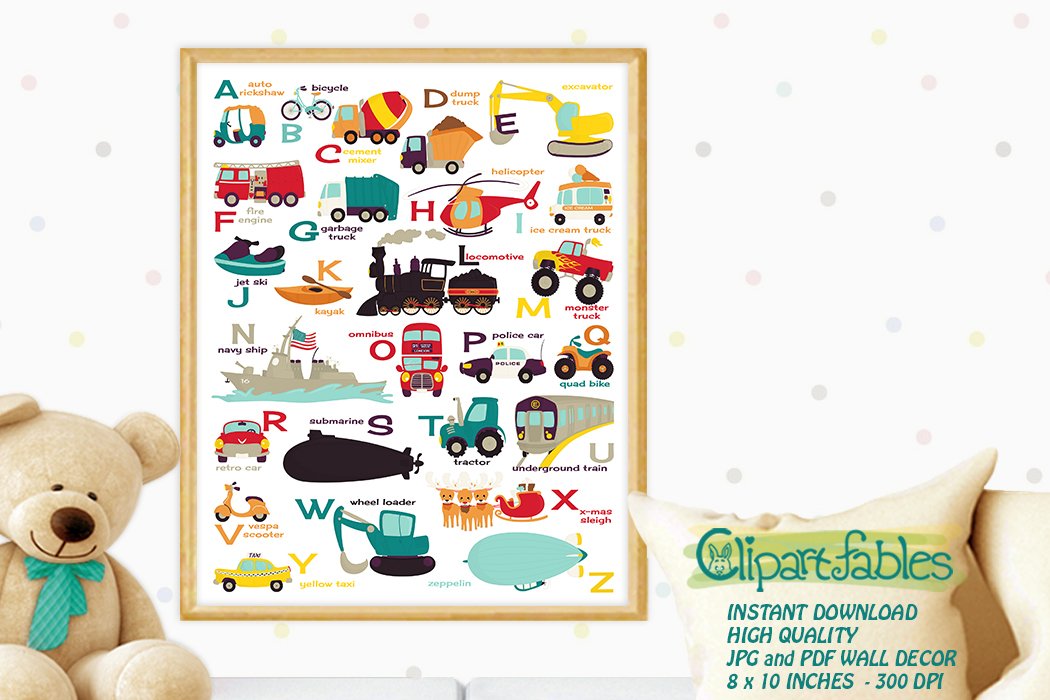 Home & Living Home Décor Letters Wall Art Vehicle Boy Car Alphabet ...