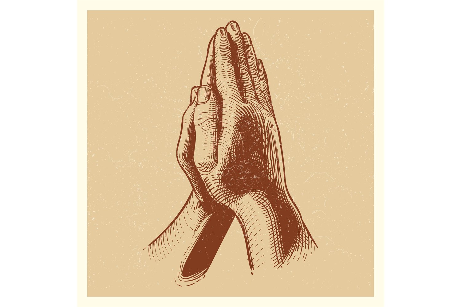 Grunge poster with hand drawn praying hands (895878) | Illustrations ...