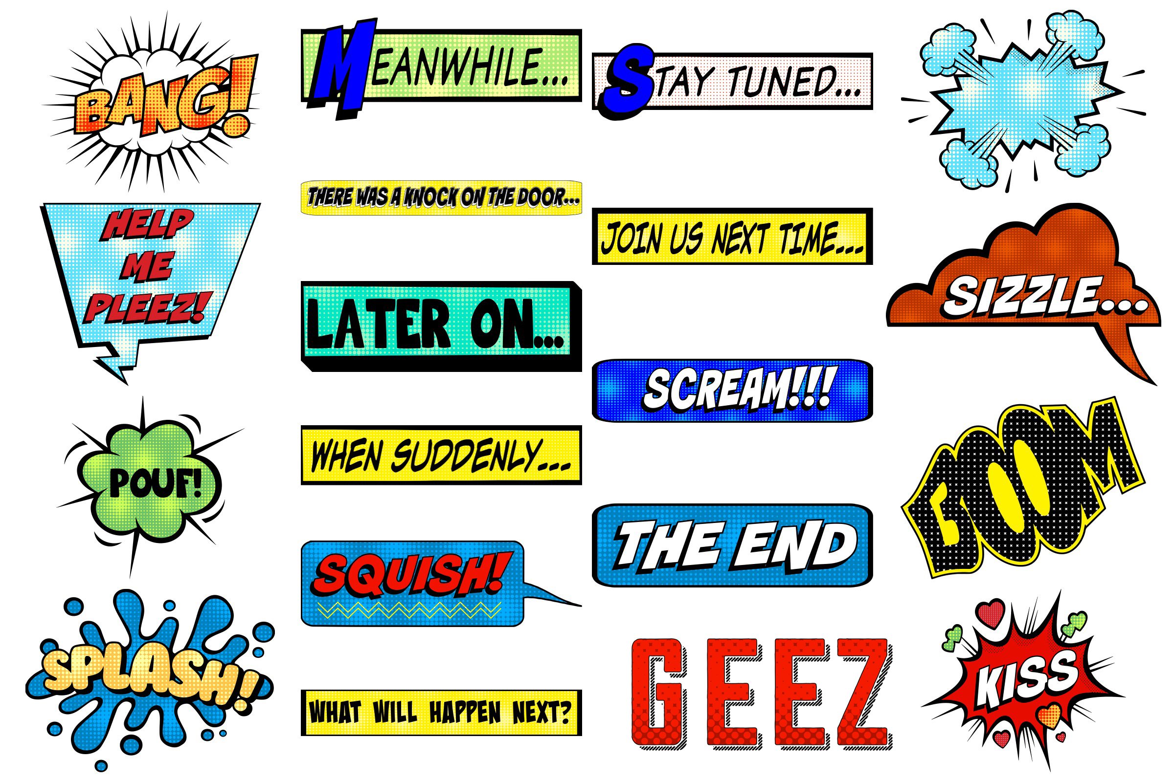 Superhero Comic Speech Bubbles AI EPS PNG (159411) | Illustrations ...