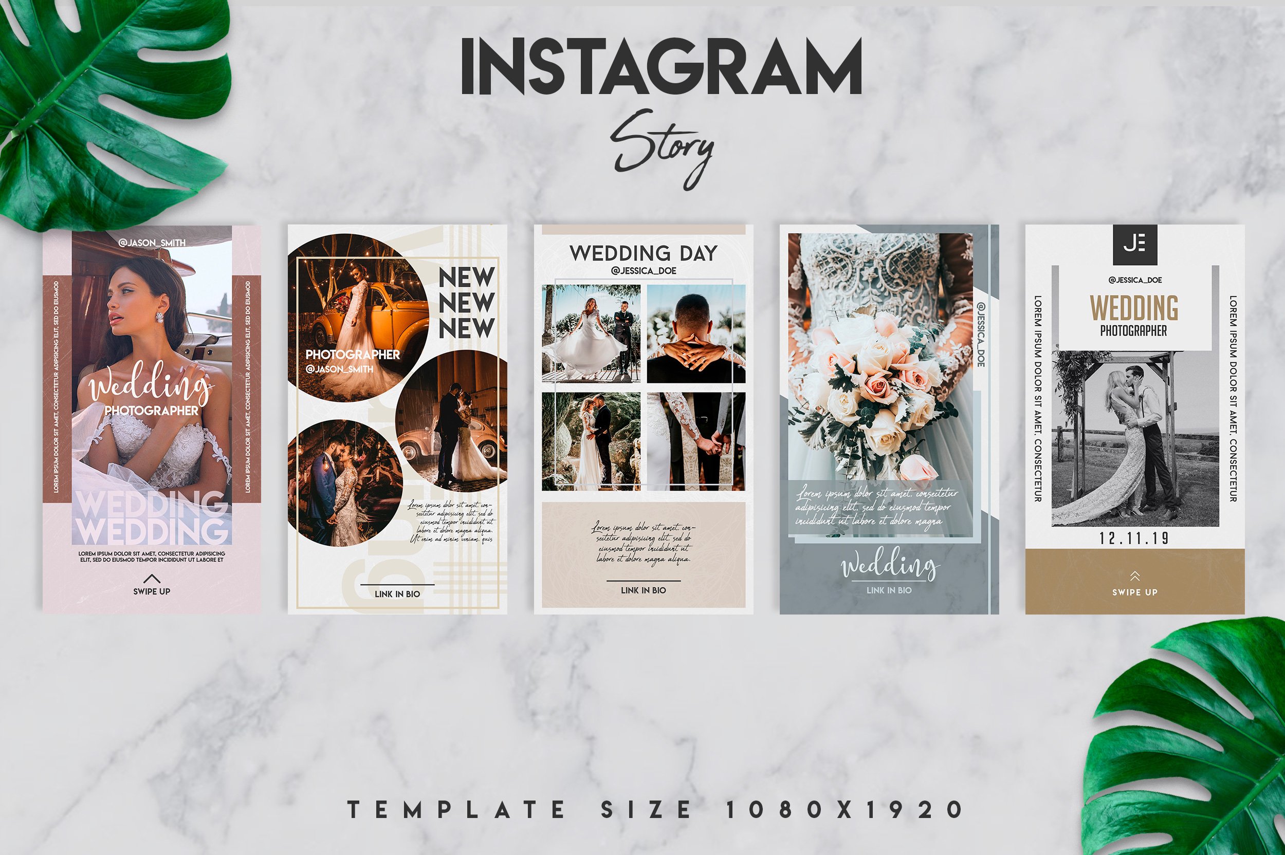 10 instagram wedding template set (390635) | Web Elements | Design Bundles