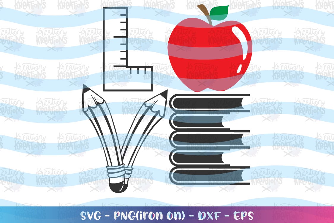 Teacher student books-Love Teacher School svg (426475) | SVGs | Design ...
