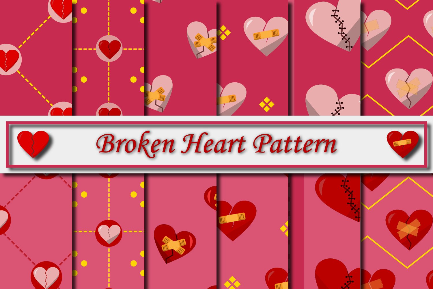 Broken Heart Pattern (1097358) | Patterns | Design Bundles
