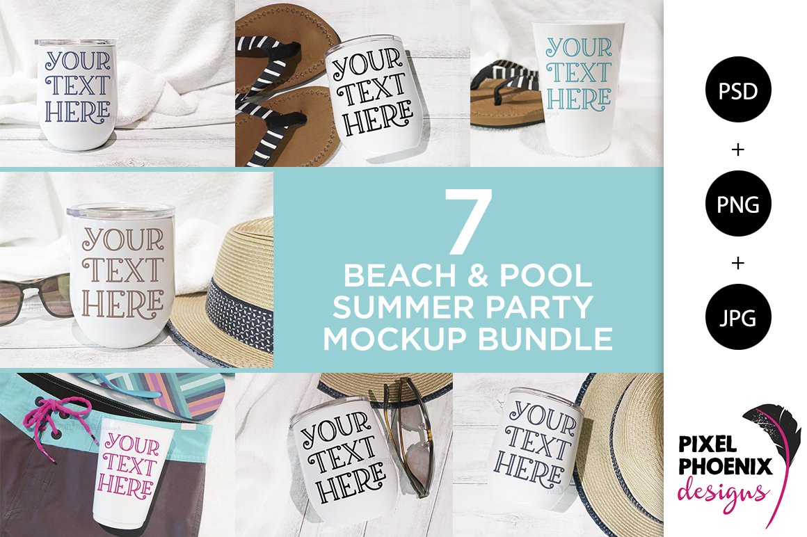 Beach Mockup Bundle - 7 Designs (248007) | Mockups | Design Bundles