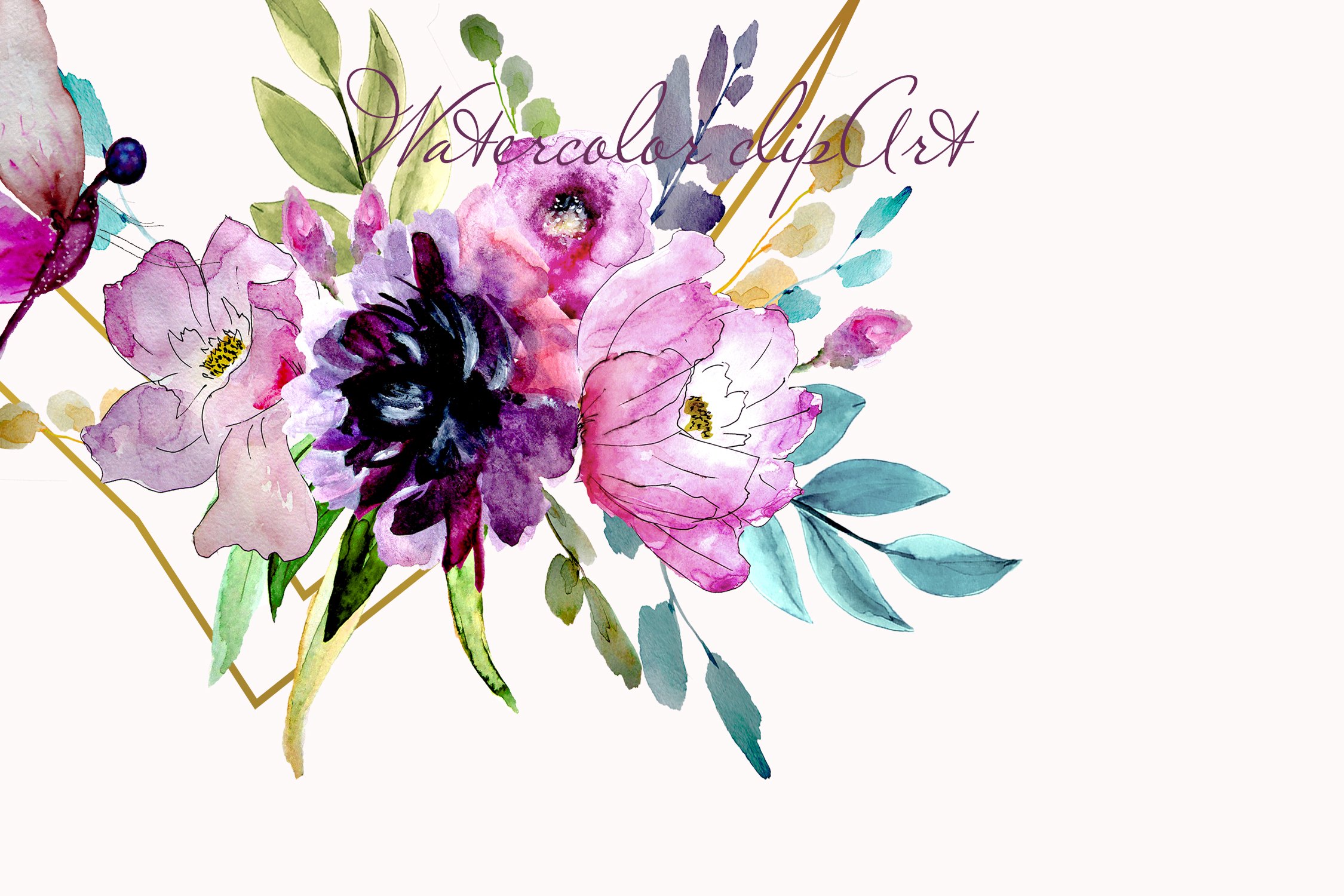 Watercolor Heart Floral clipart (438048) | Illustrations | Design Bundles