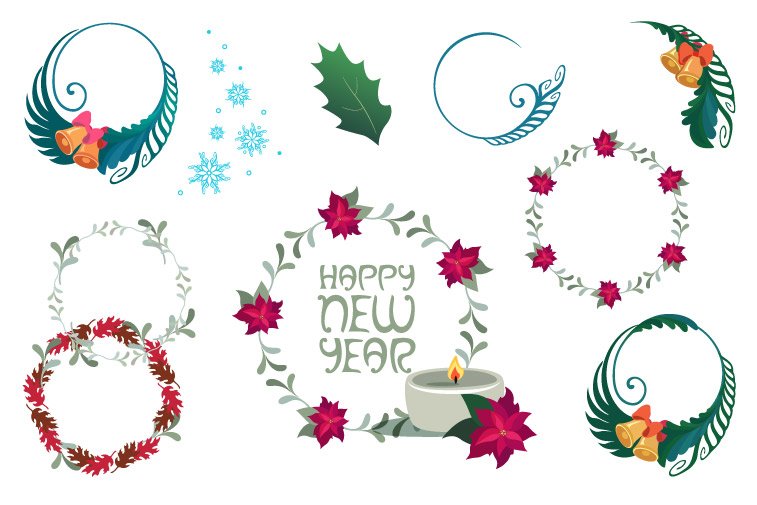 Christmas and New Year vector clip art pack (367203) | Decorations ...