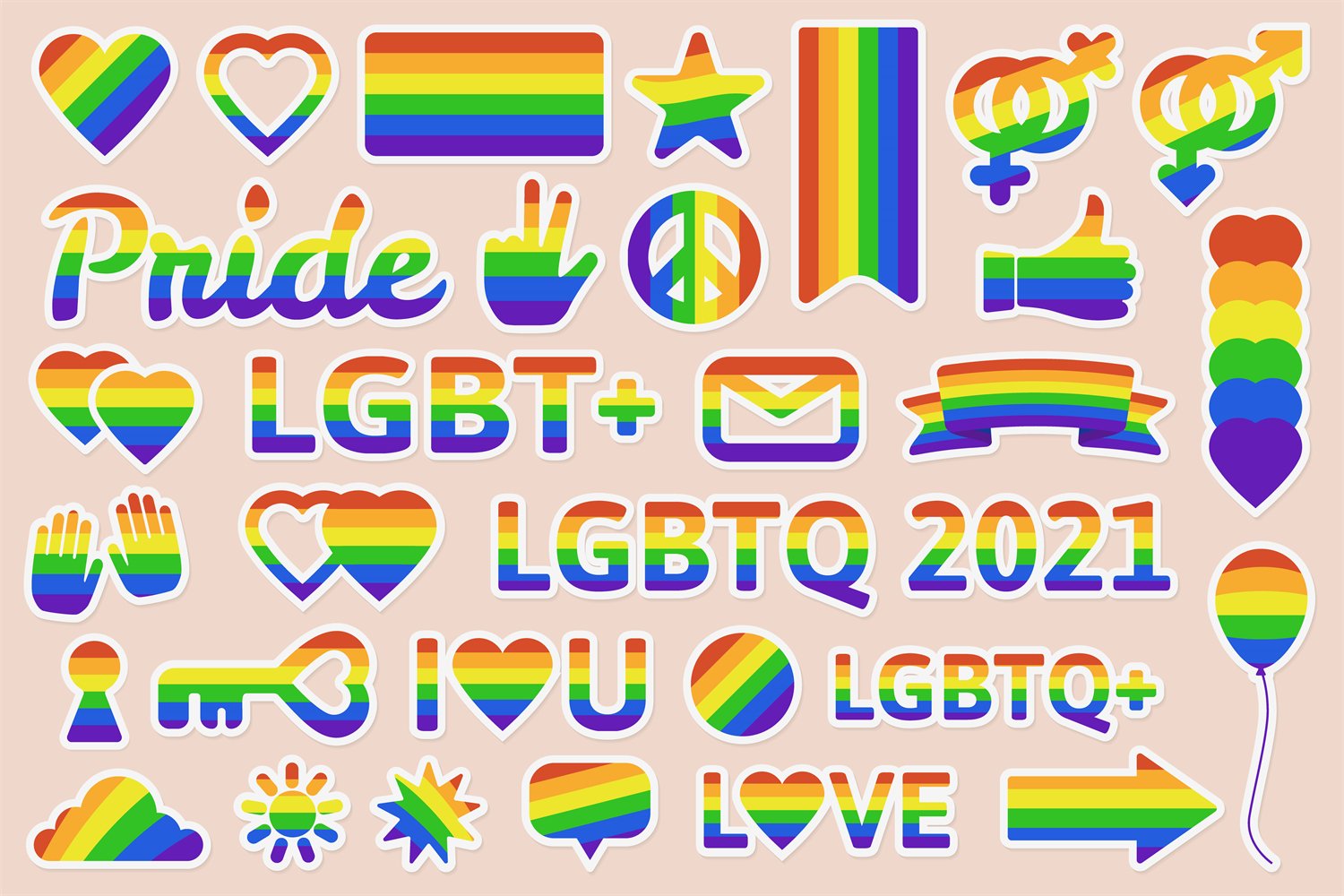 Lgbtq pride elements. Pride lgbt community rainbow flags, fr (1209862 ...