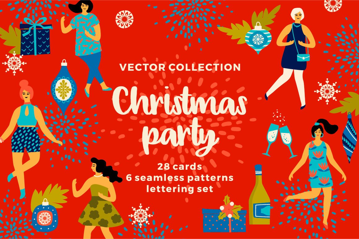 Christmas Party! Vector collection. (88698) | Illustrations | Design ...