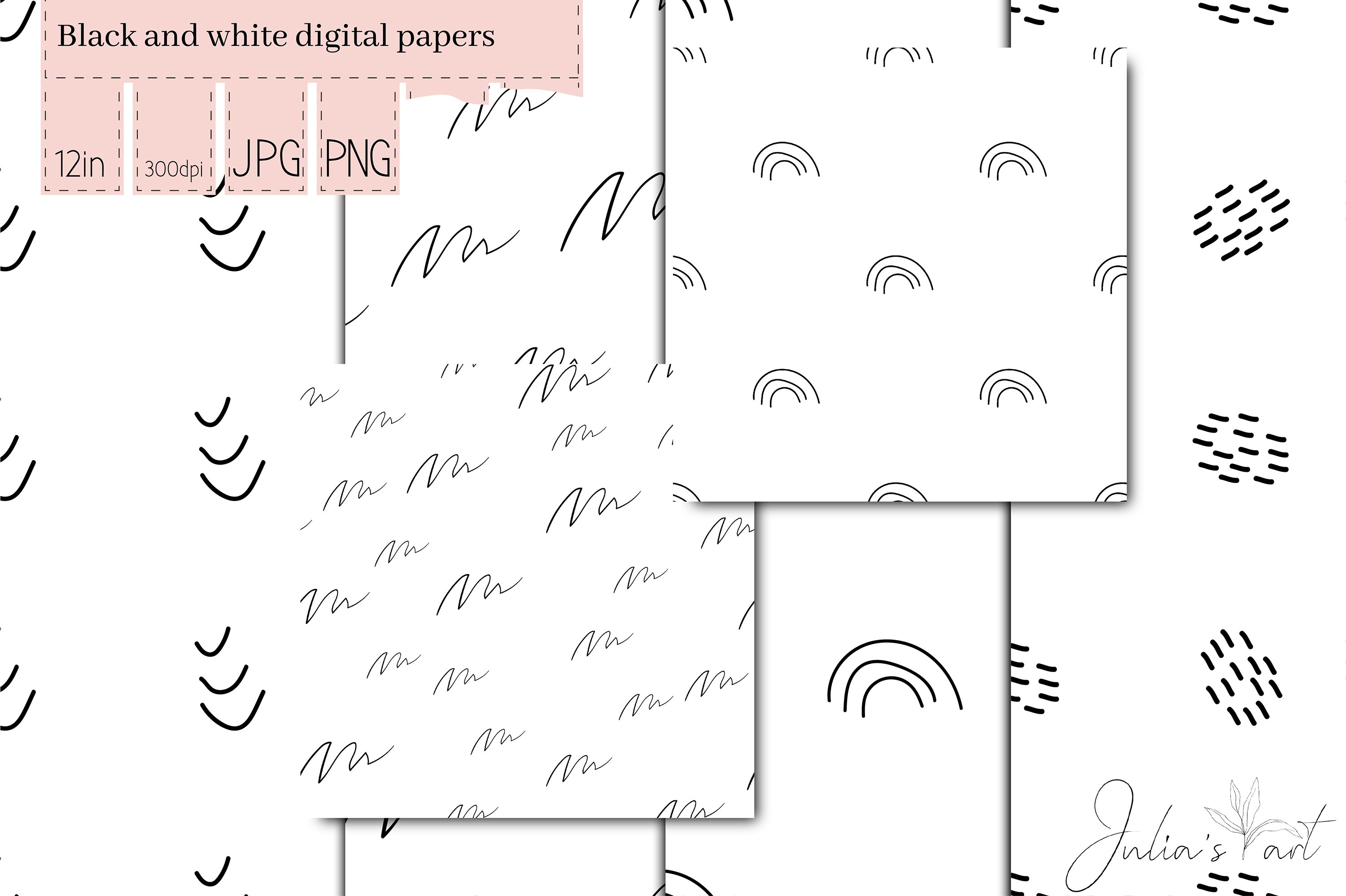 Black and white digital papers (982533) | Papers | Design Bundles