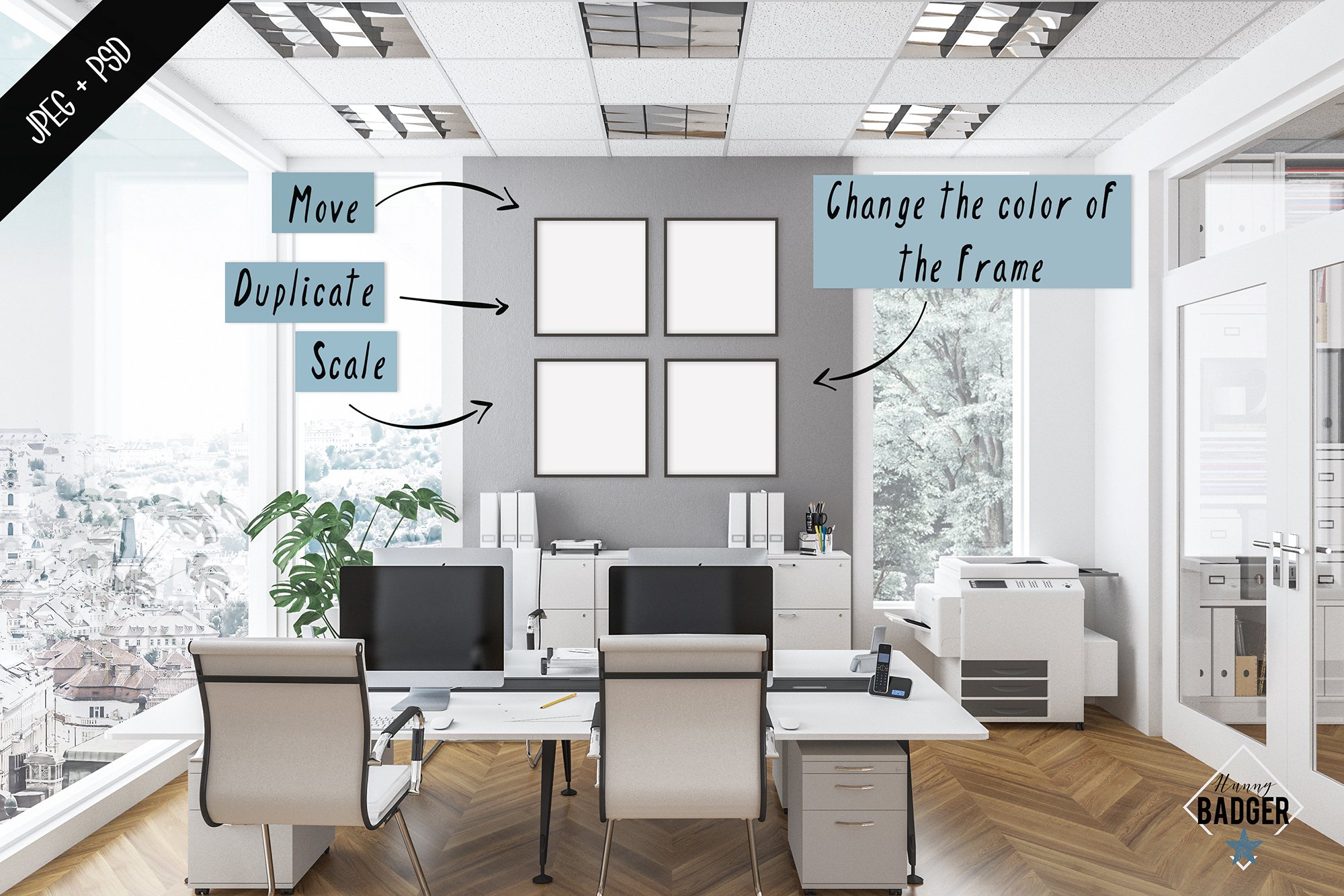 Office interior mockup - frame & wall mockup creator (307122) | Mockups ...