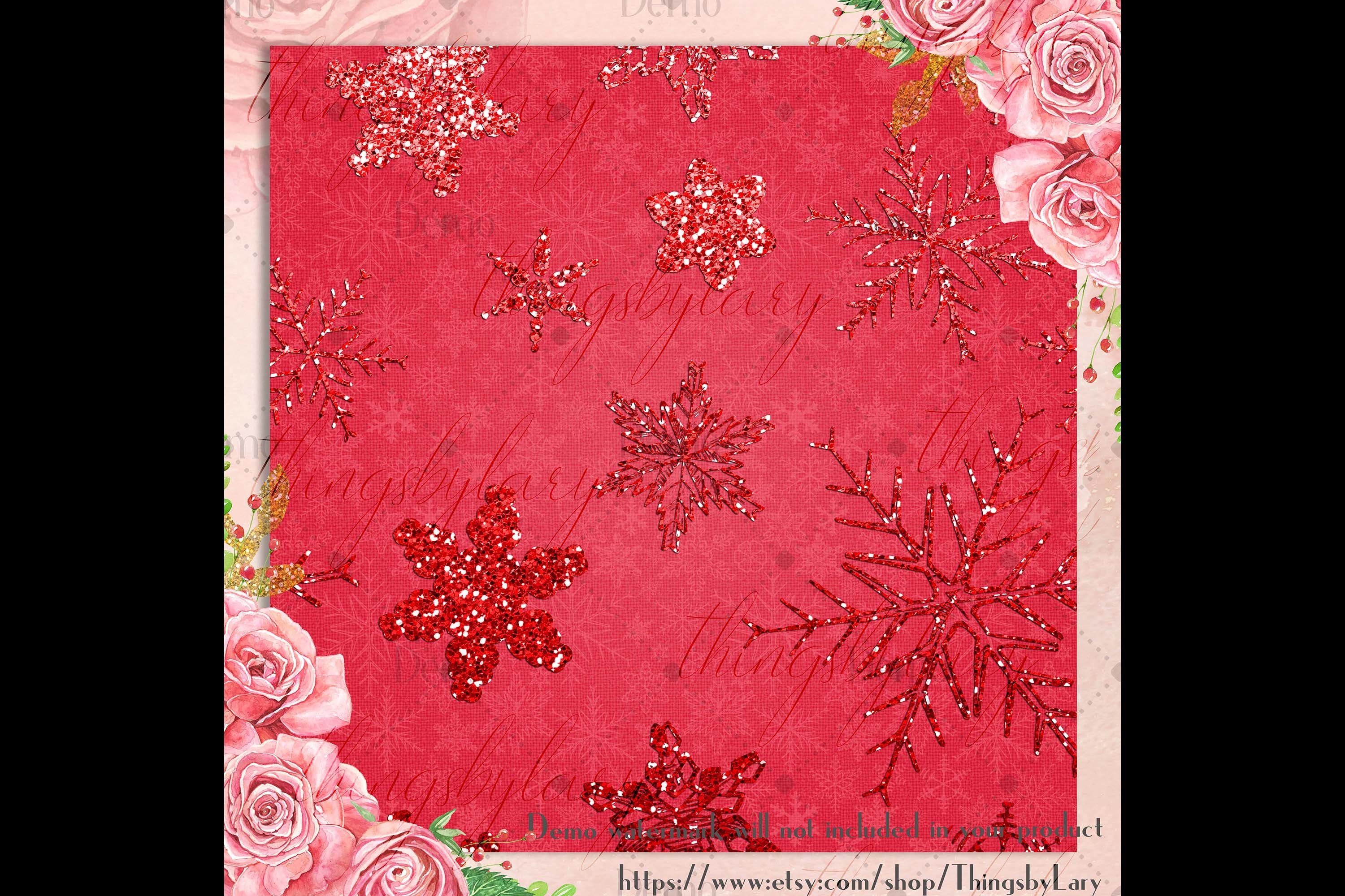 16 Red Glitter Christmas Printable Digital Papers 12 x 12 in (153007 ...