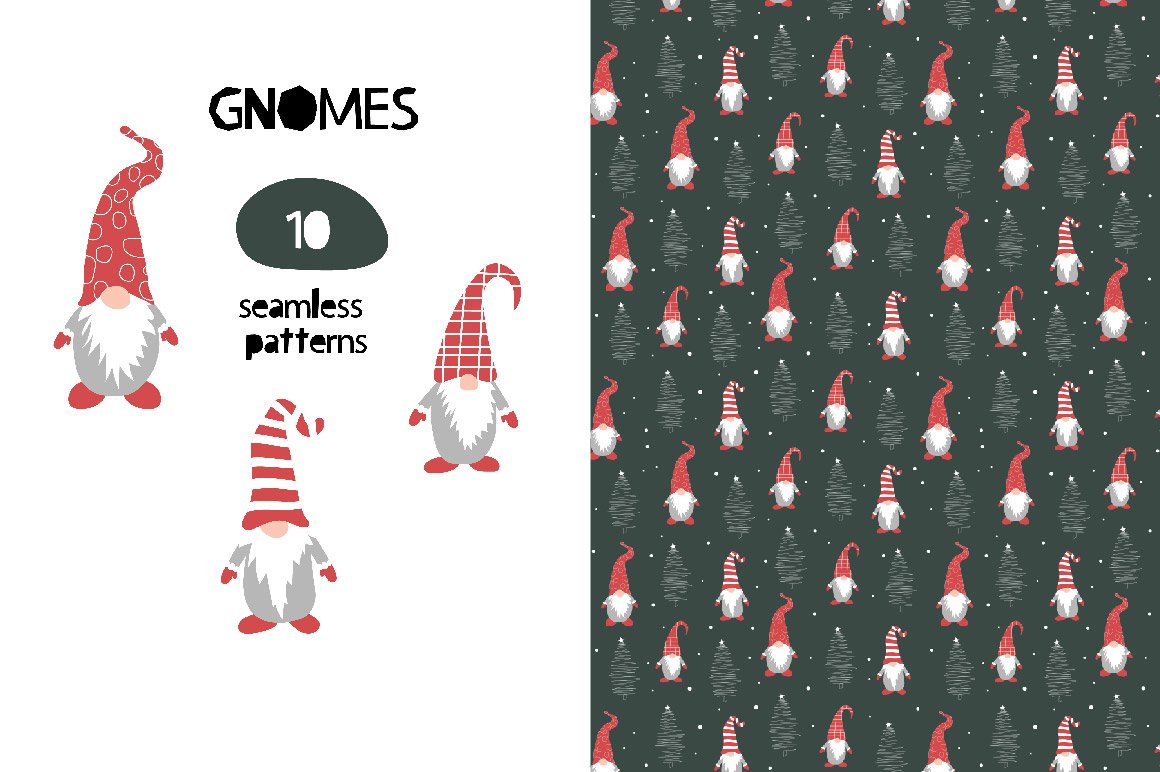 Christmas Gnomes Seamless Patterns Digital Paper (1021553) | Patterns ...