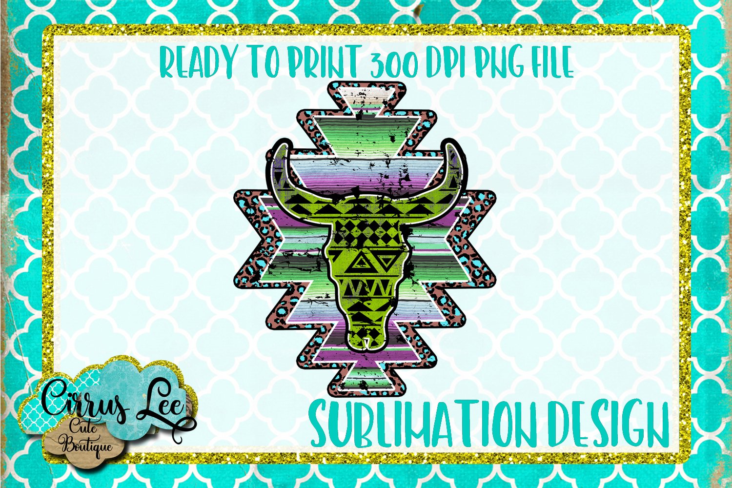 Aztec Cow Skull Sublimation Design (319396) | Illustrations | Design ...