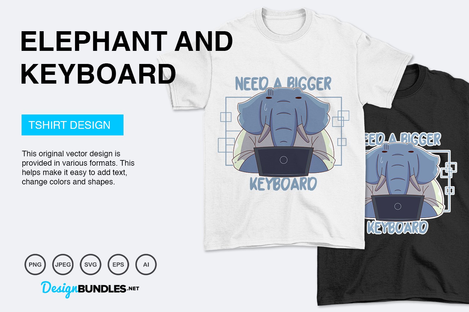 Elephant and Keyboard Vector Illustration