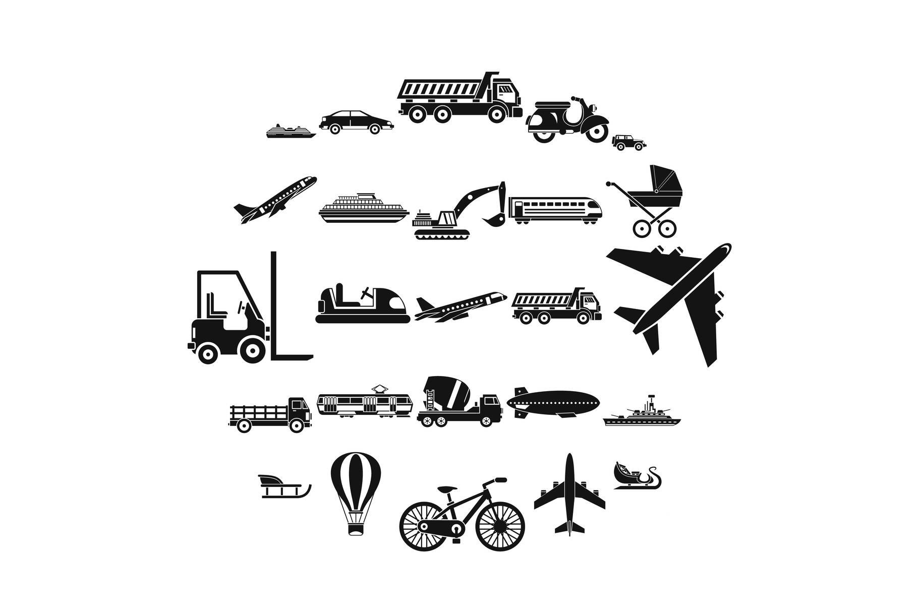 Transit icons set, simple style (507850) | Icons | Design Bundles