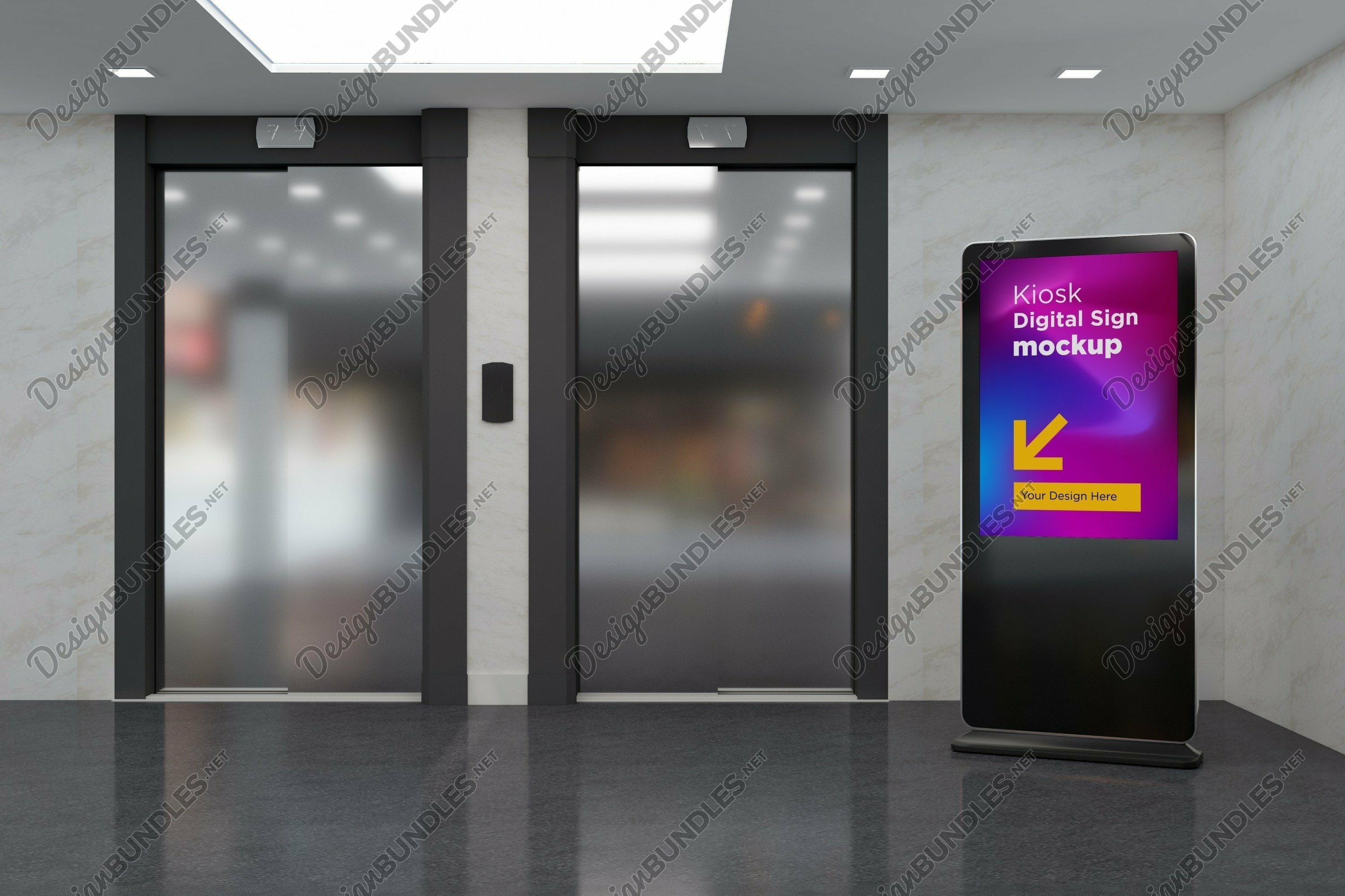 Kiosk Digital Sign Mockup (1459544) | Signage | Design Bundles