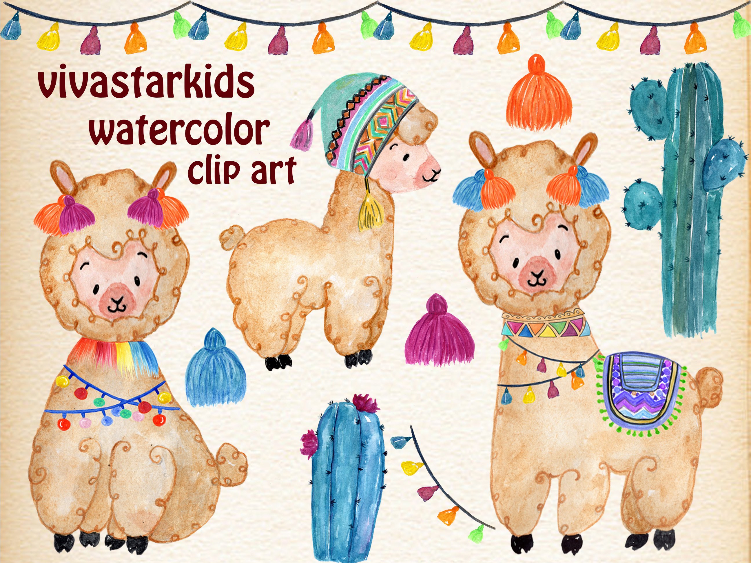 Watercolor Llama Clipart (51277) | Illustrations | Design Bundles