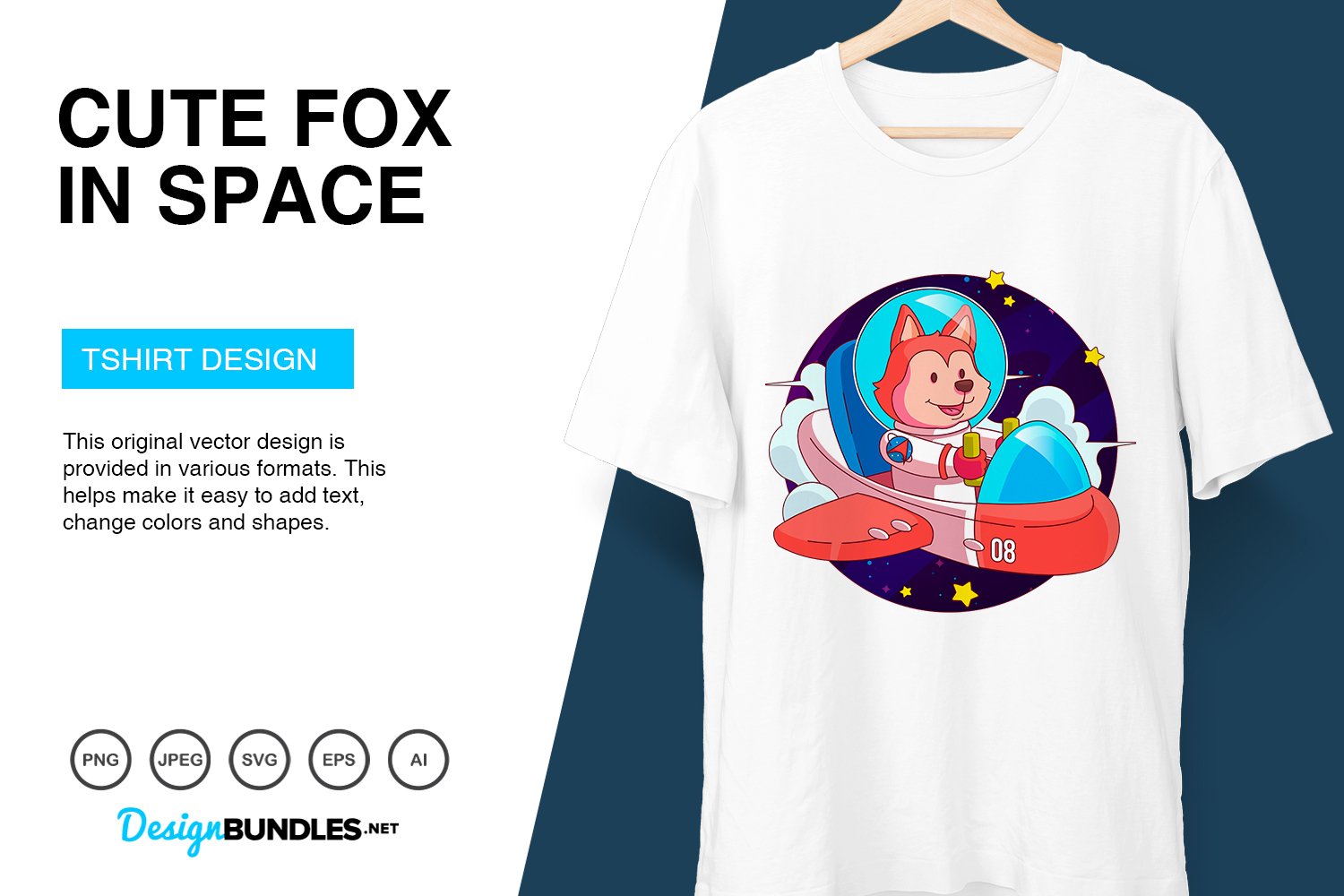 Cute Fox in Space Vector Illustration